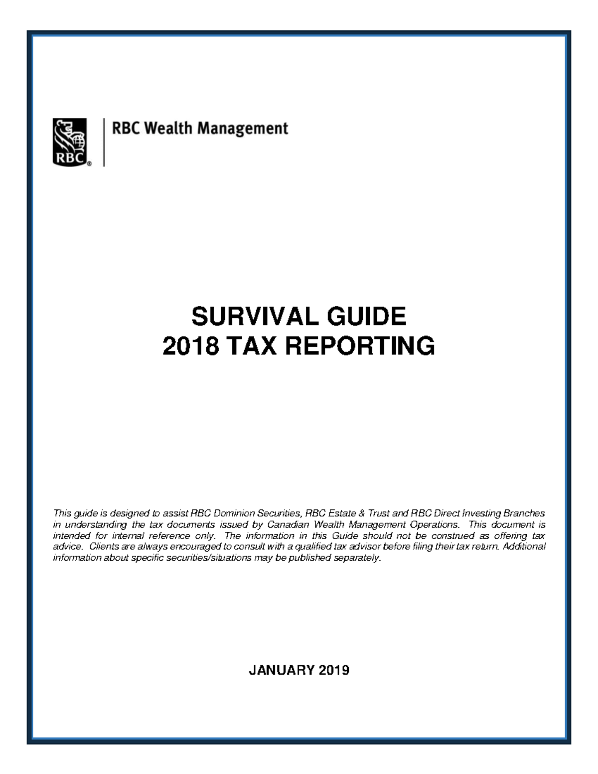 RBC Bank：Tax Survival Guide 2018 - SURVIVAL GUIDE 2018 TAX REPORTING ...