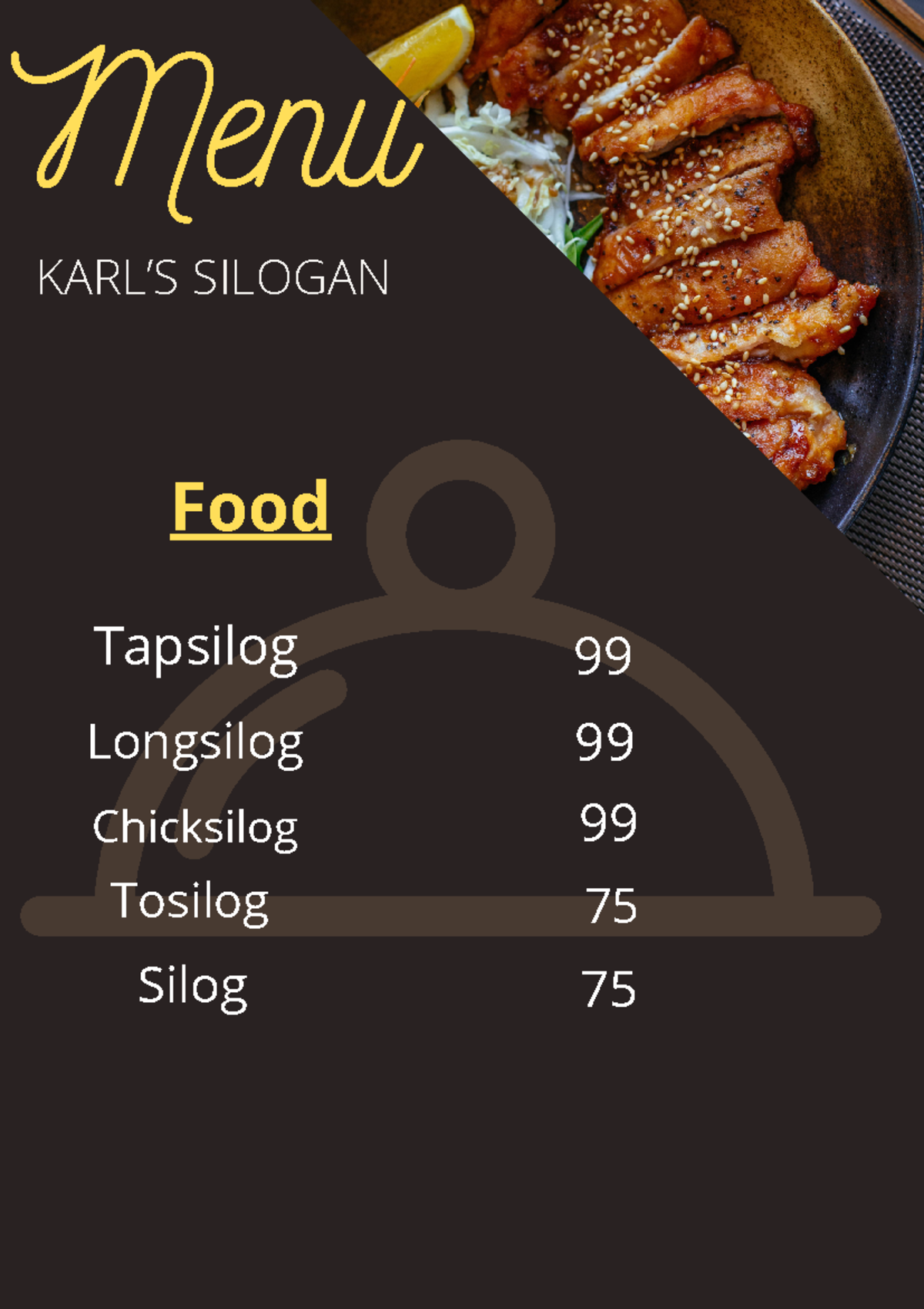 Restaurant Menu - for academic purposes - Karl Andrei Defeo - Menu KARL ...