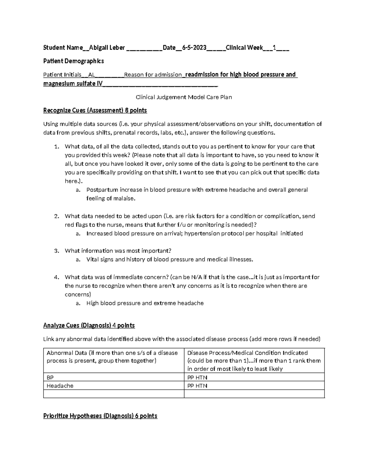 CJM OB Care Plan - Student Name__Abigail Leber _______Date__6-5-2023 ...