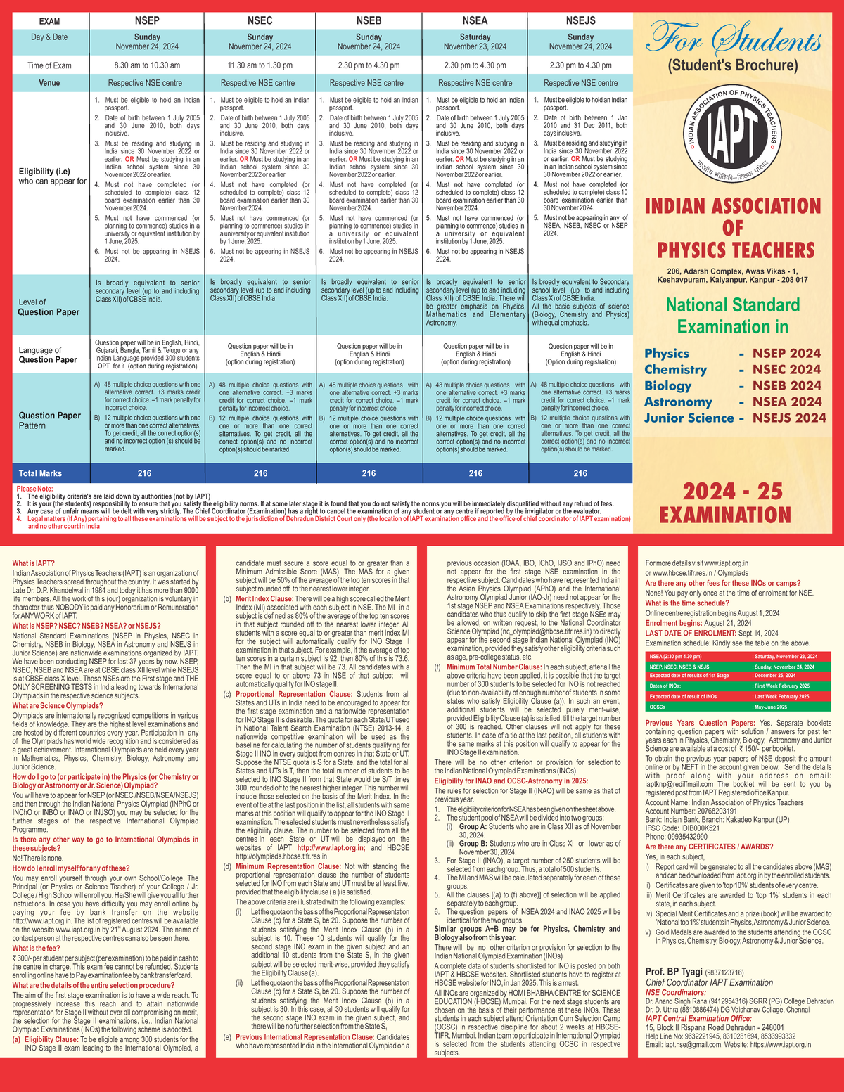 NSE Student Brochure 2024 - EXAM Day & Date Time of Exam Venue ...