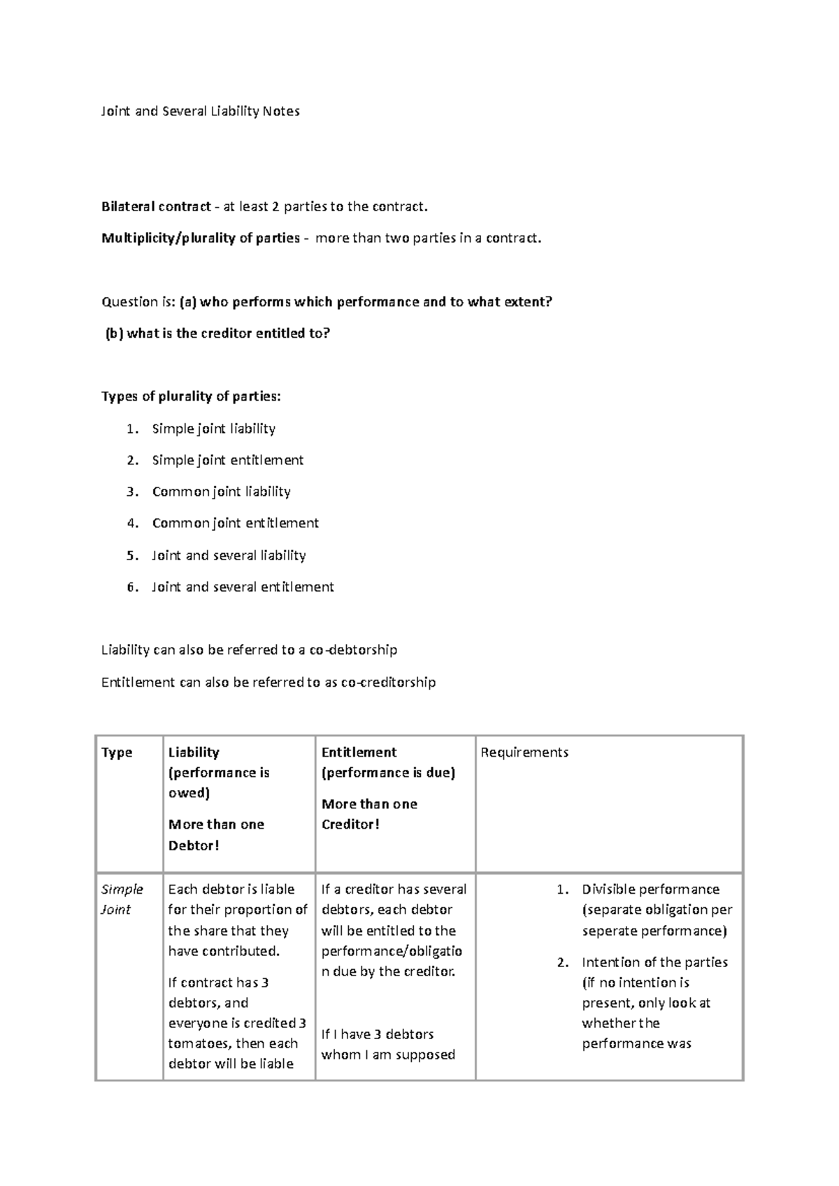 Joint and Several Liability Notes - Joint and Several Liability Notes ...