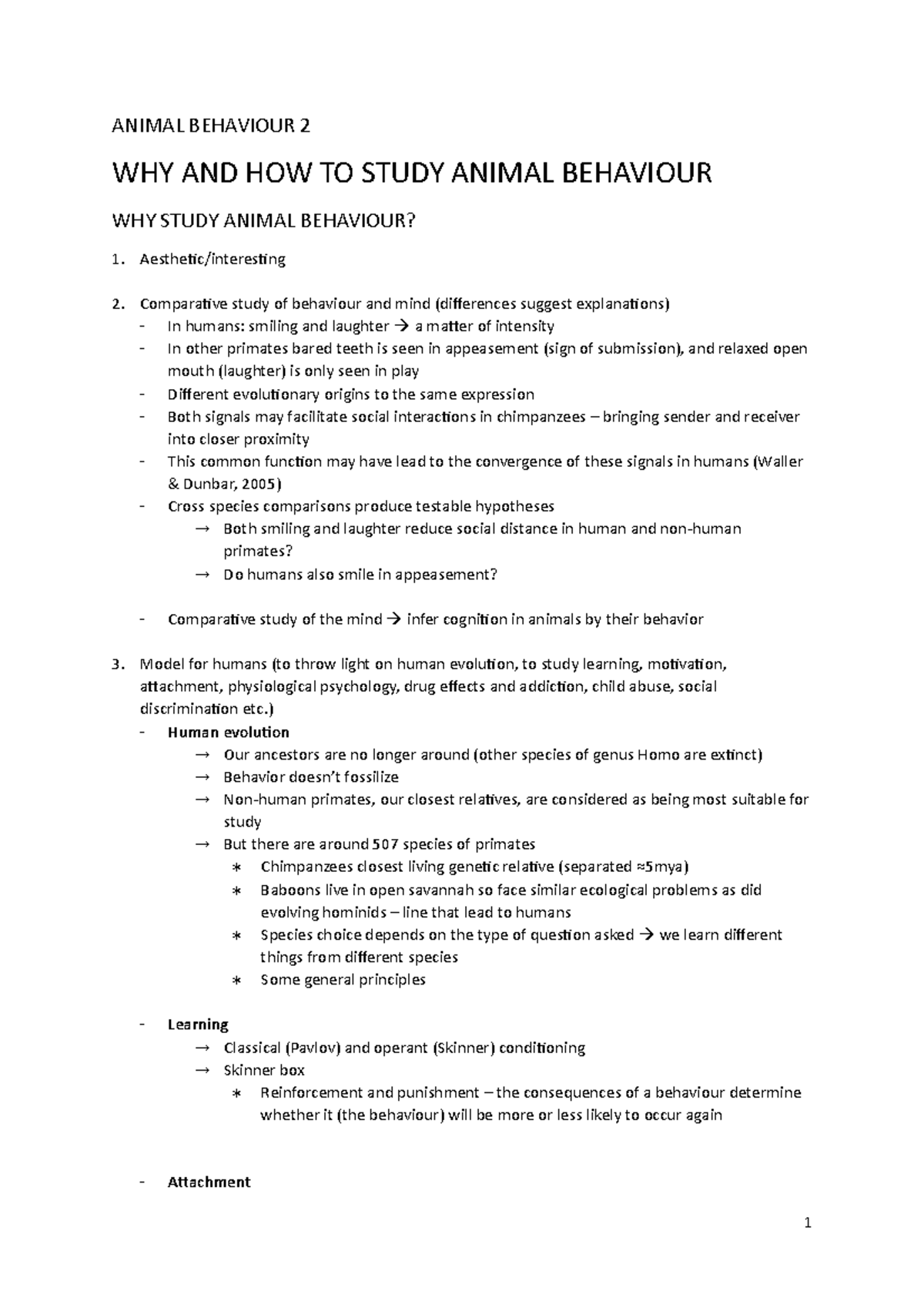 Animal Behaviour 2 - Lecture notes 2 - PSYU912 - Stirling - Studocu