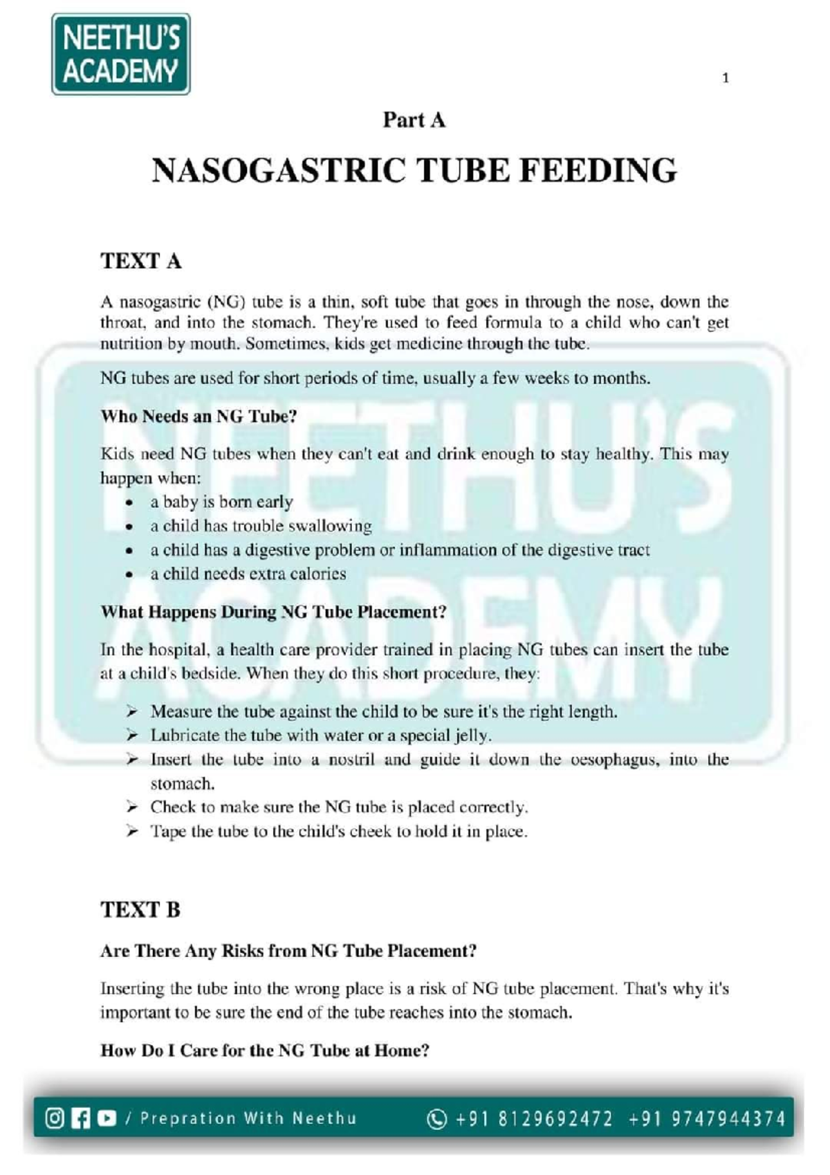 Naso gastric Tube Feeding - Bsc Nursing - Studocu