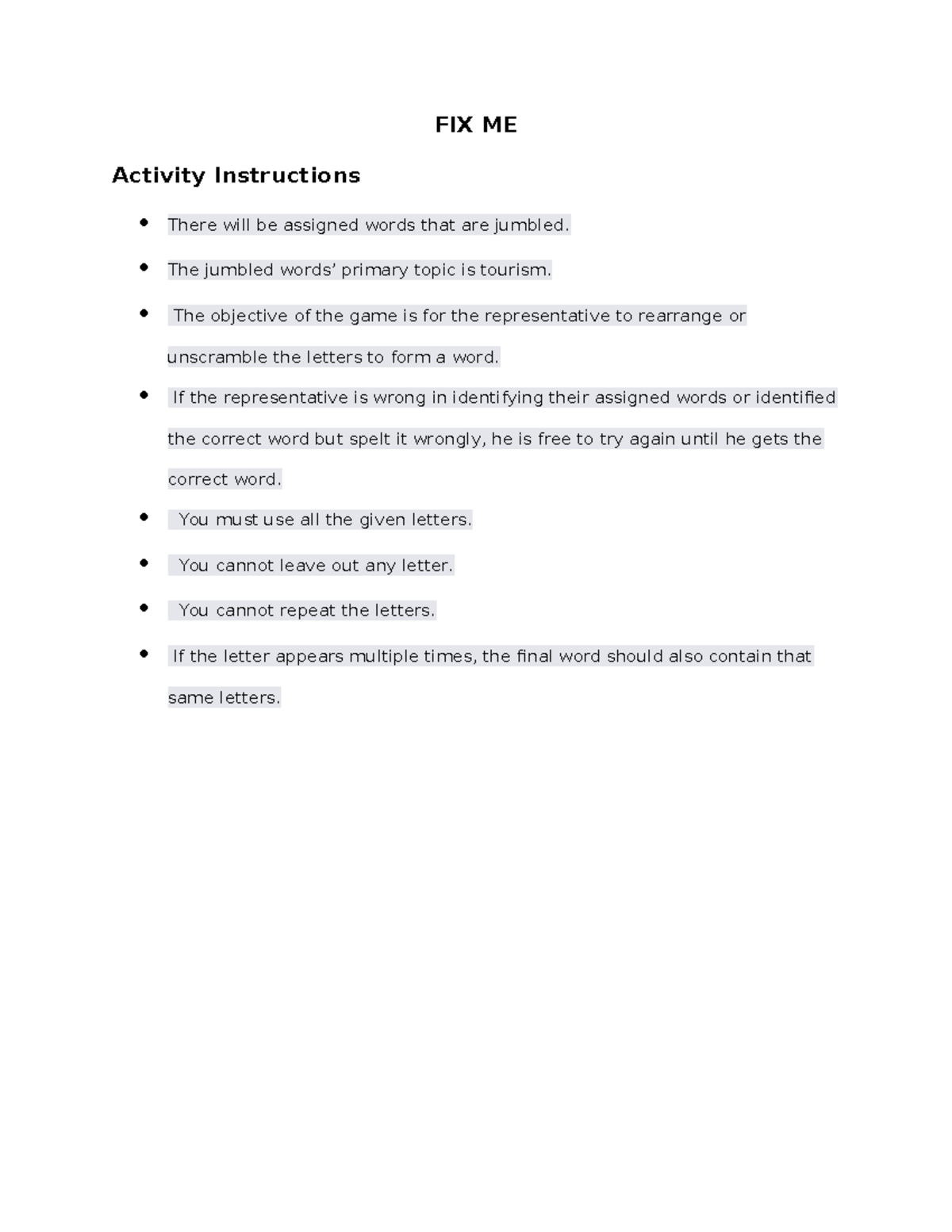 FIX ME if you can - fix me if you can is easy game - FIX ME Activity ...