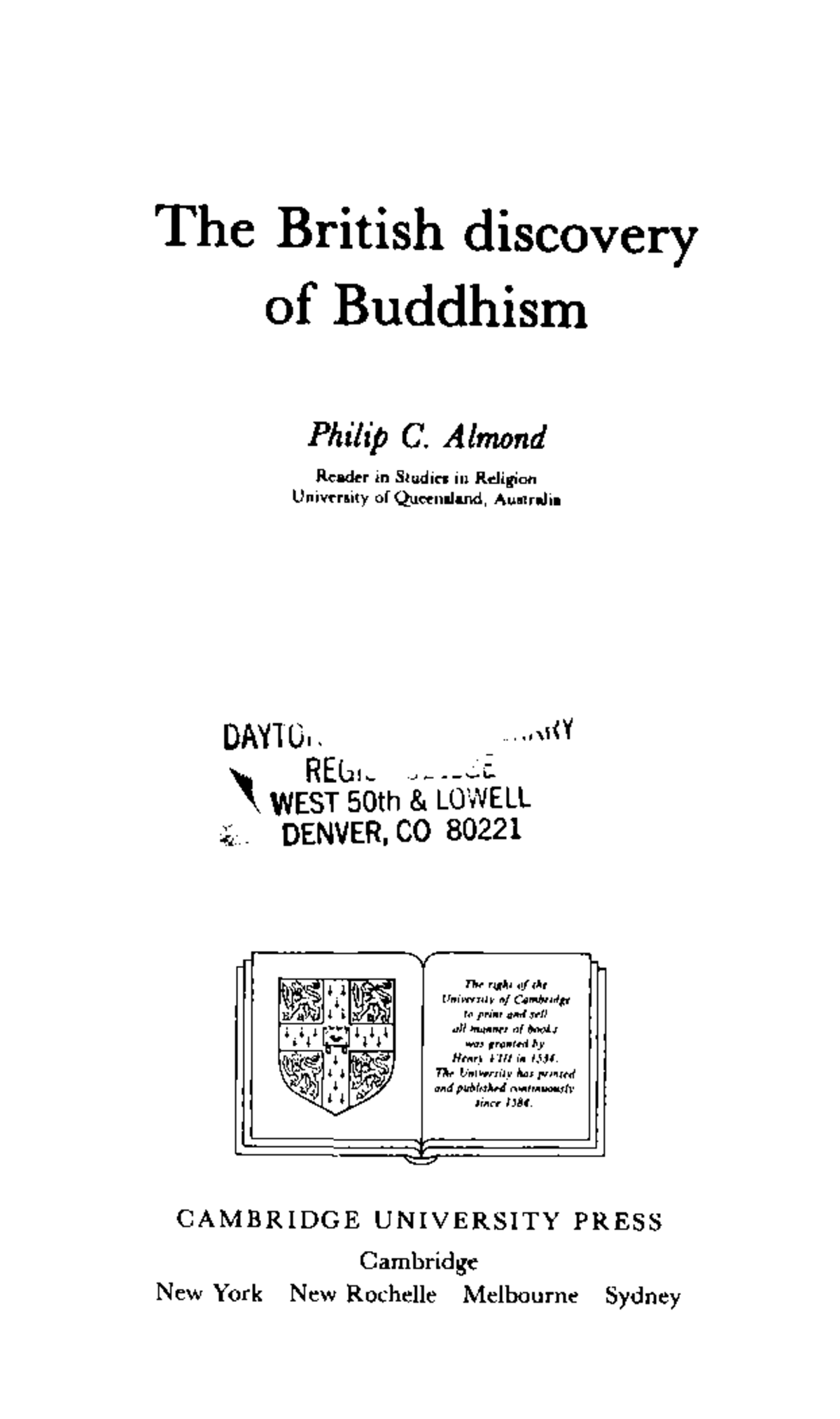 01.1 Almond 1988 The Historical Buddha - The British discovery of ...