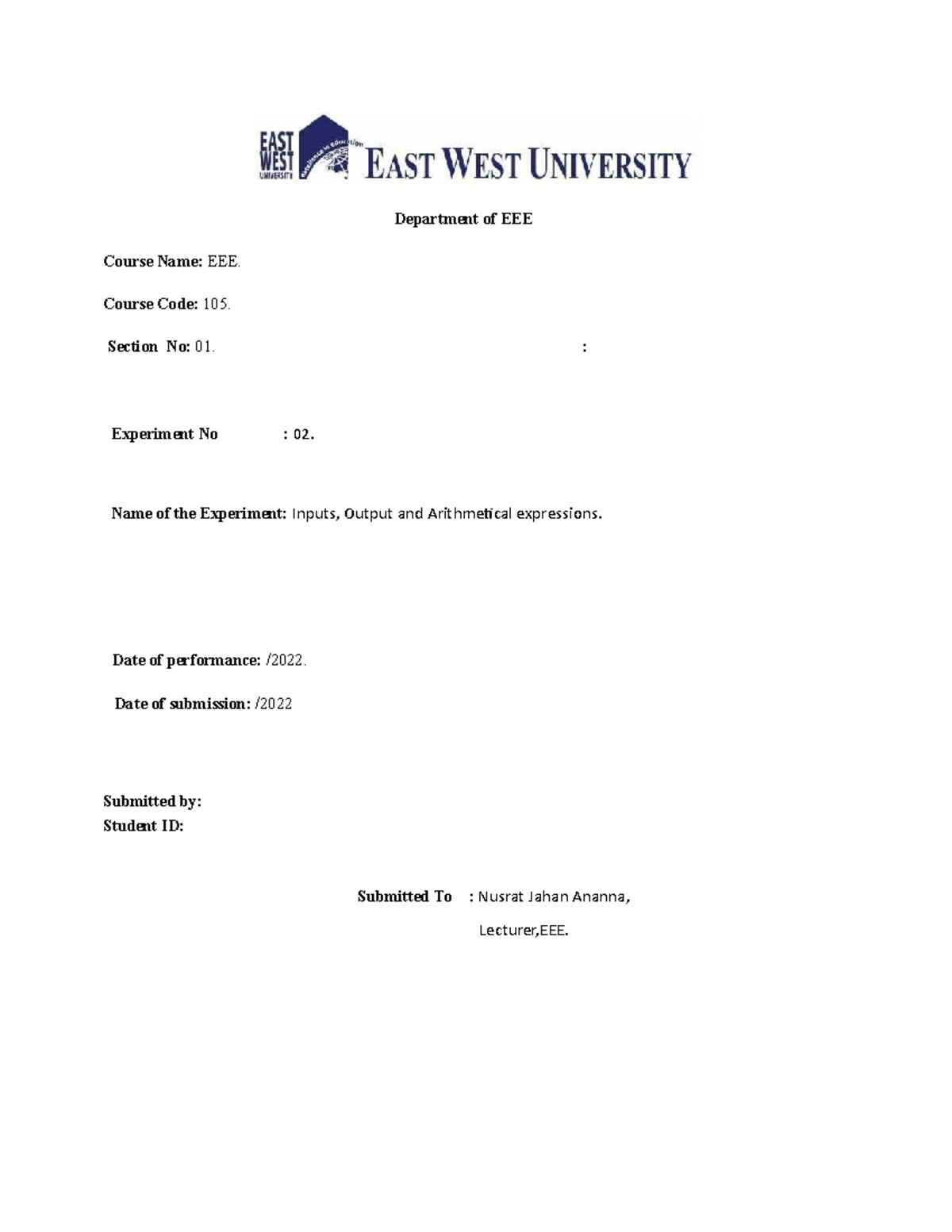 Cover page lab 2 merged - vary help full for new people. - Department ...