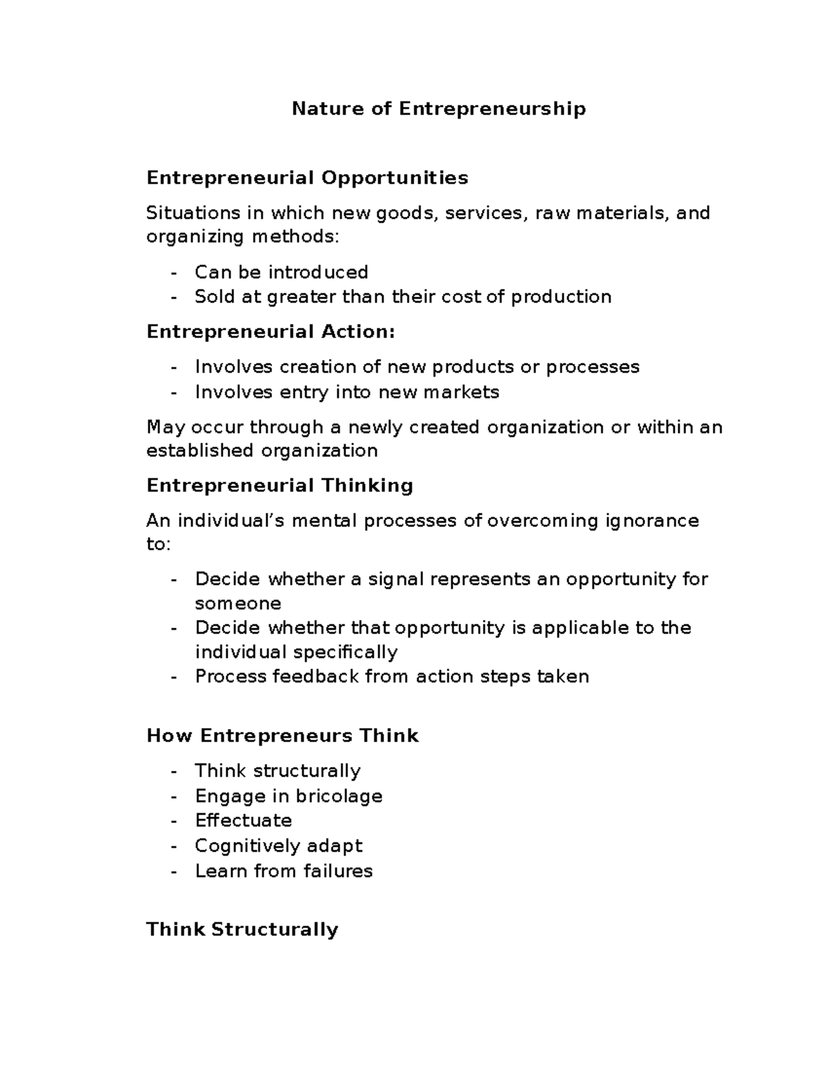 What is Nature of Entrepreneurship - Notes - Nature of Entrepreneurship ...