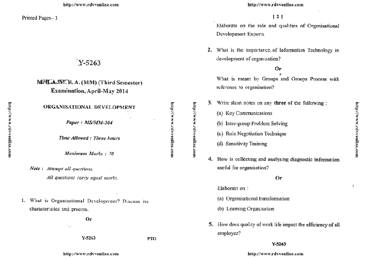 MBA Questions paper - Studocu