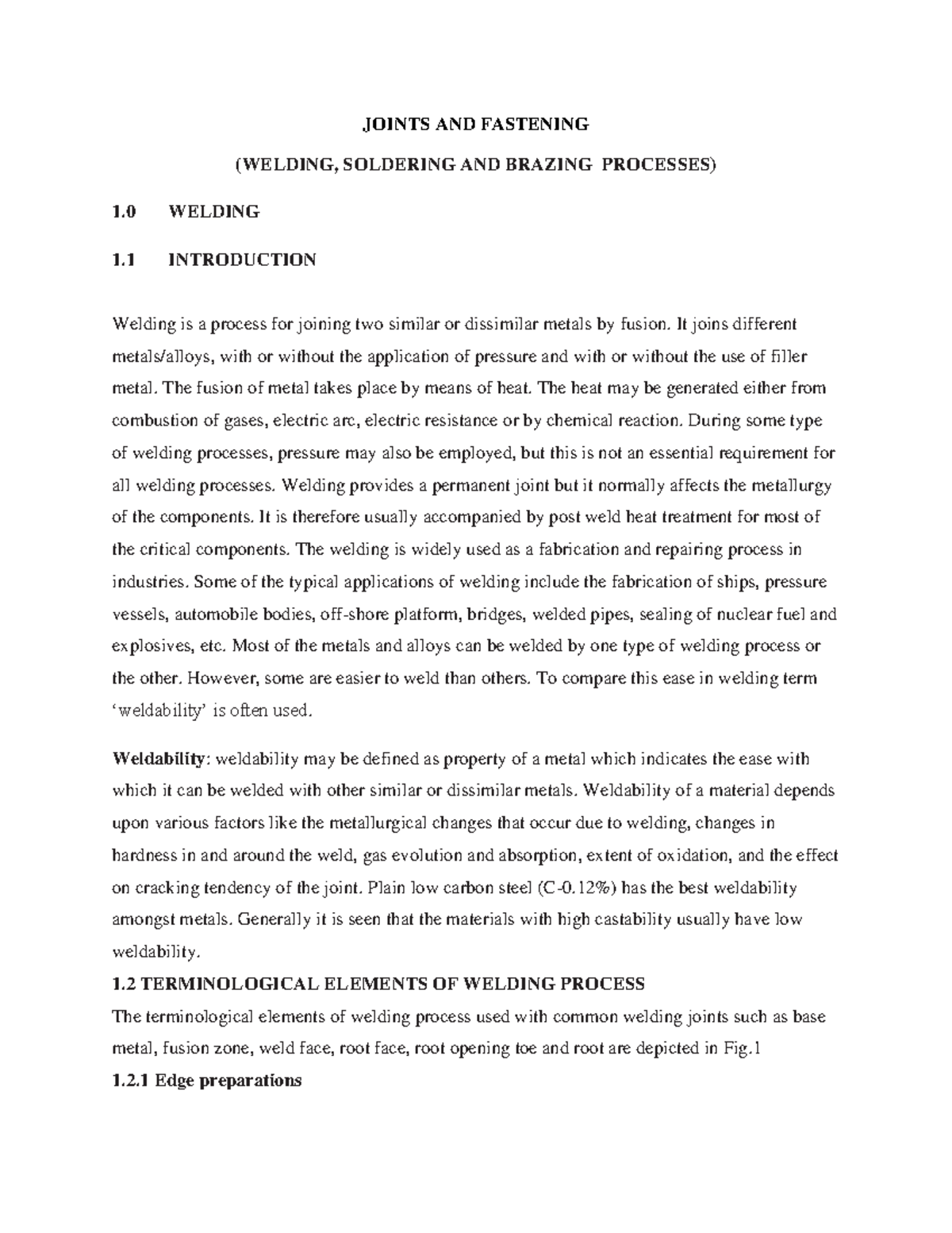 Joining Processes - great - JOINTS AND FASTENING (WELDING, SOLDERING ...