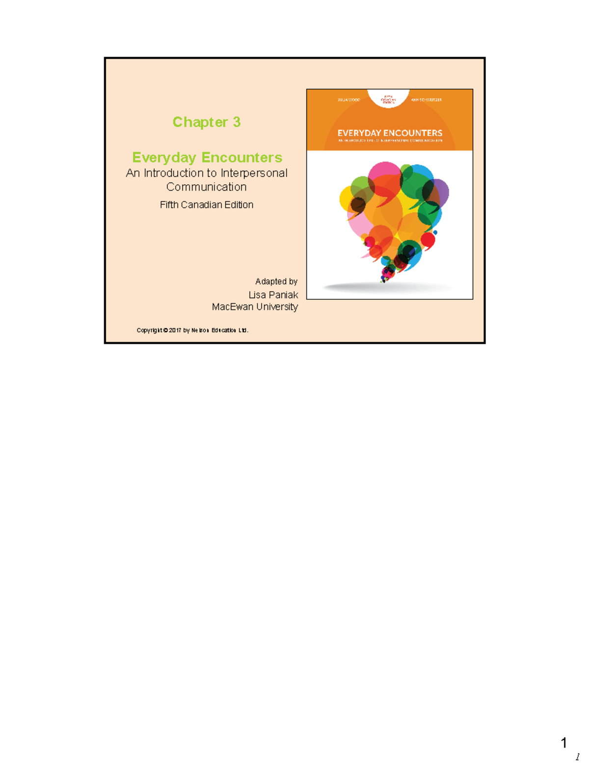 Chapter 4 Class Lecture PPT (Thursday) - 1 Copyright © 2017 by Nelson ...