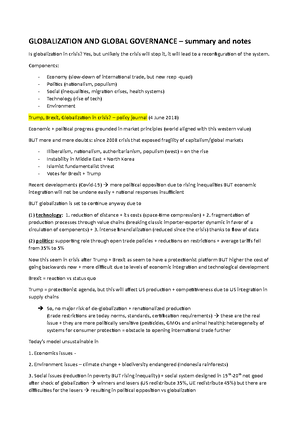 GGG - GLOBALIZATION AND GLOBAL GOVERNANCE - SUMMARY INTRODUCTION: THE ...