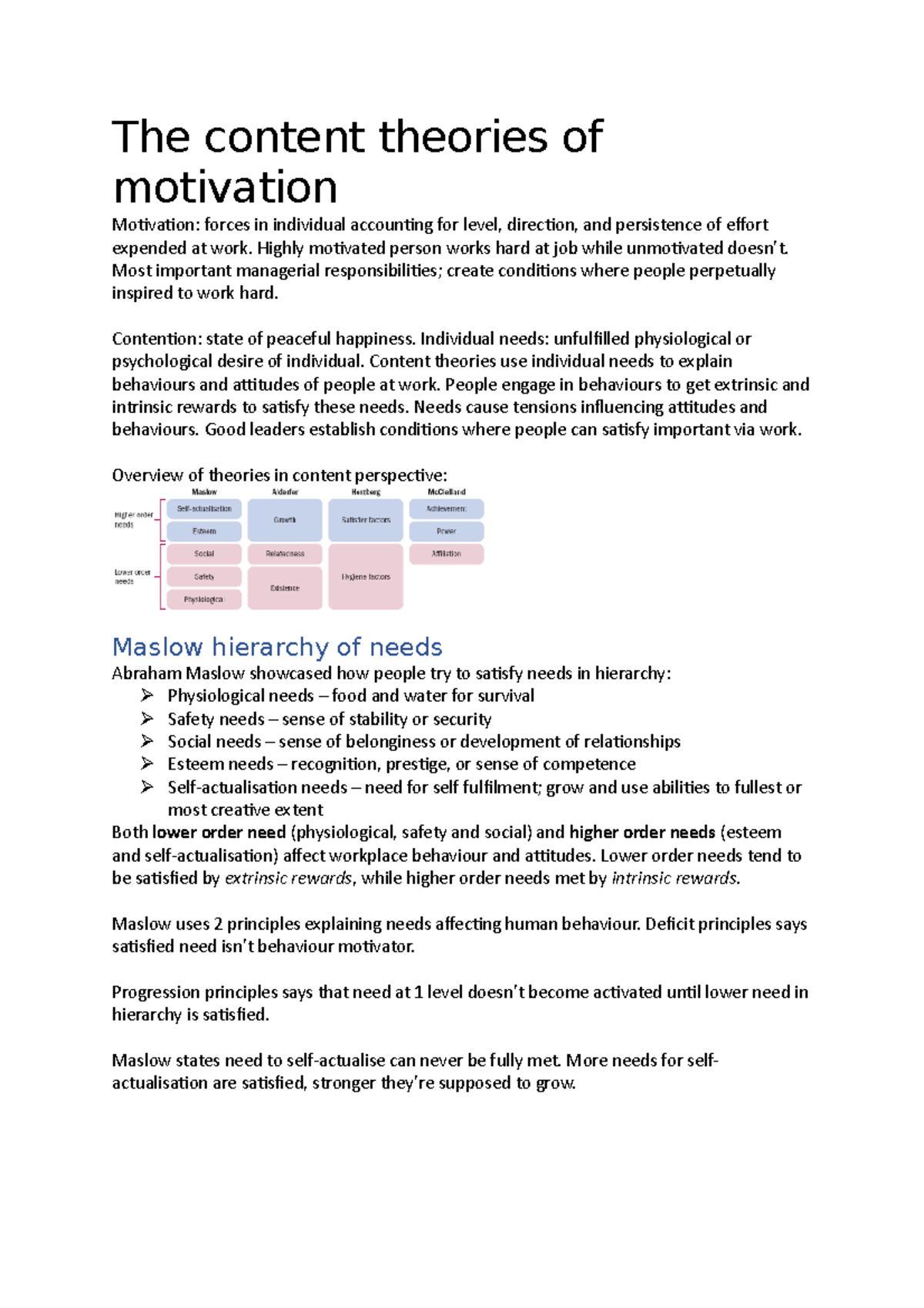 The content theories of motivation - The content theories of motivation ...