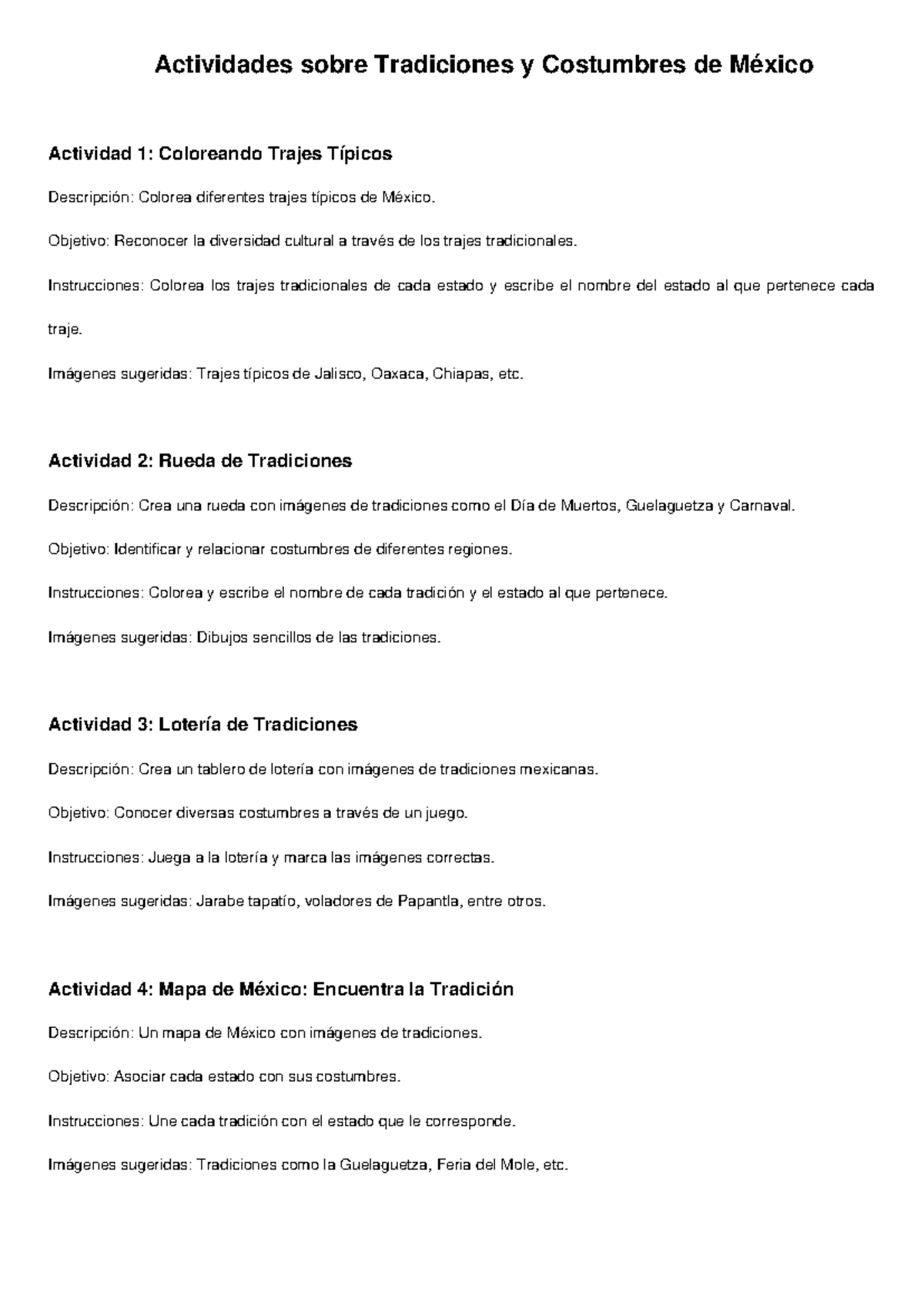 Actividades tradiciones mexicanas - Actividades sobre Tradiciones y ...