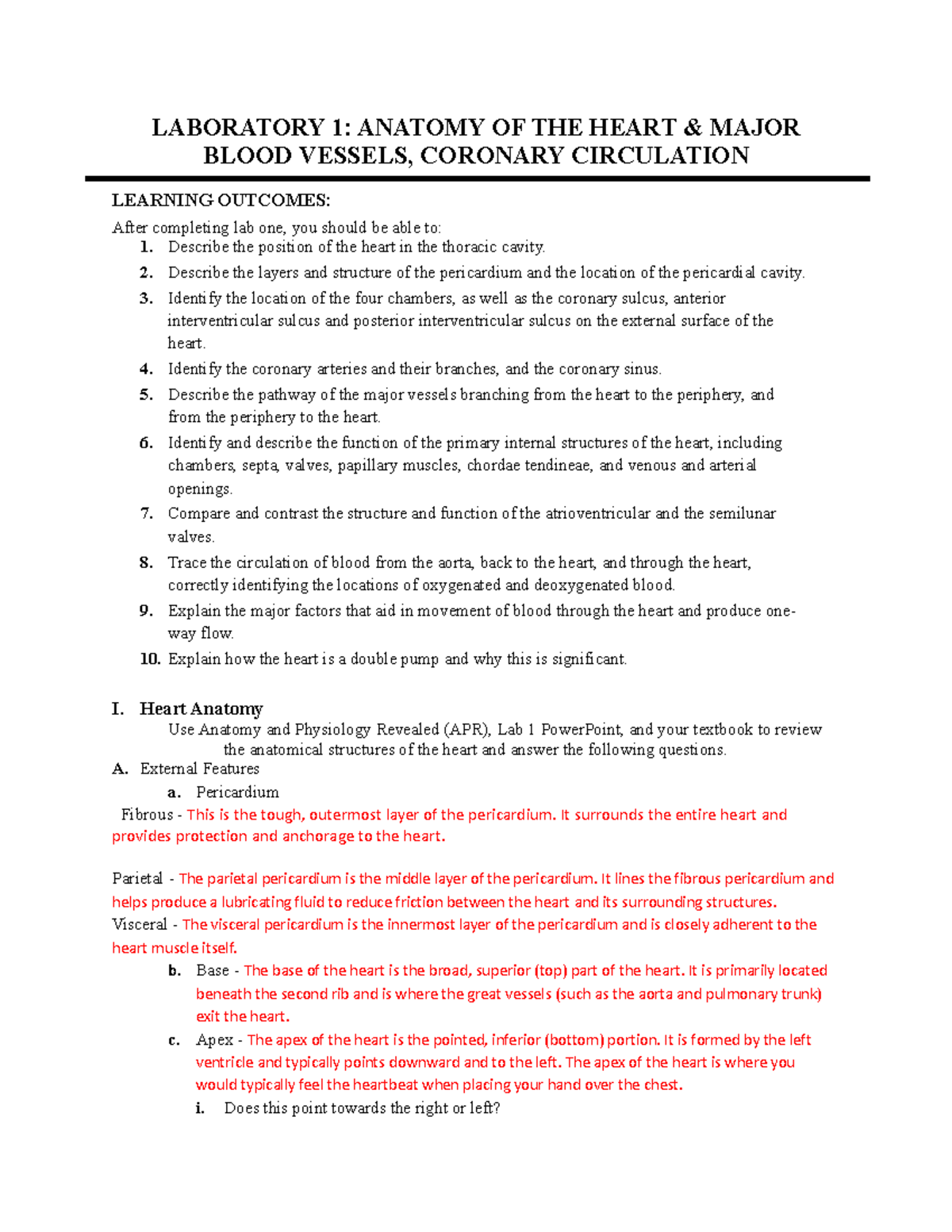 HSCI 103 Lab 1 Pre-Lab Worksheet - LABORATORY 1: ANATOMY OF THE HEART ...