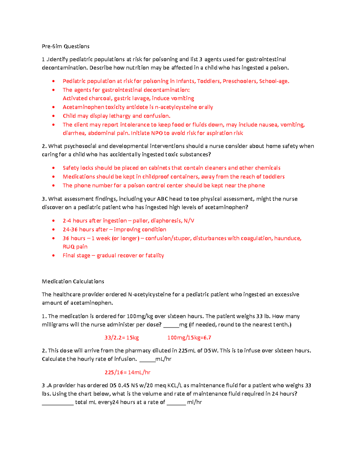 Simulations question week 1 - Pre-Sim Questions 1 .Identify pediatric ...