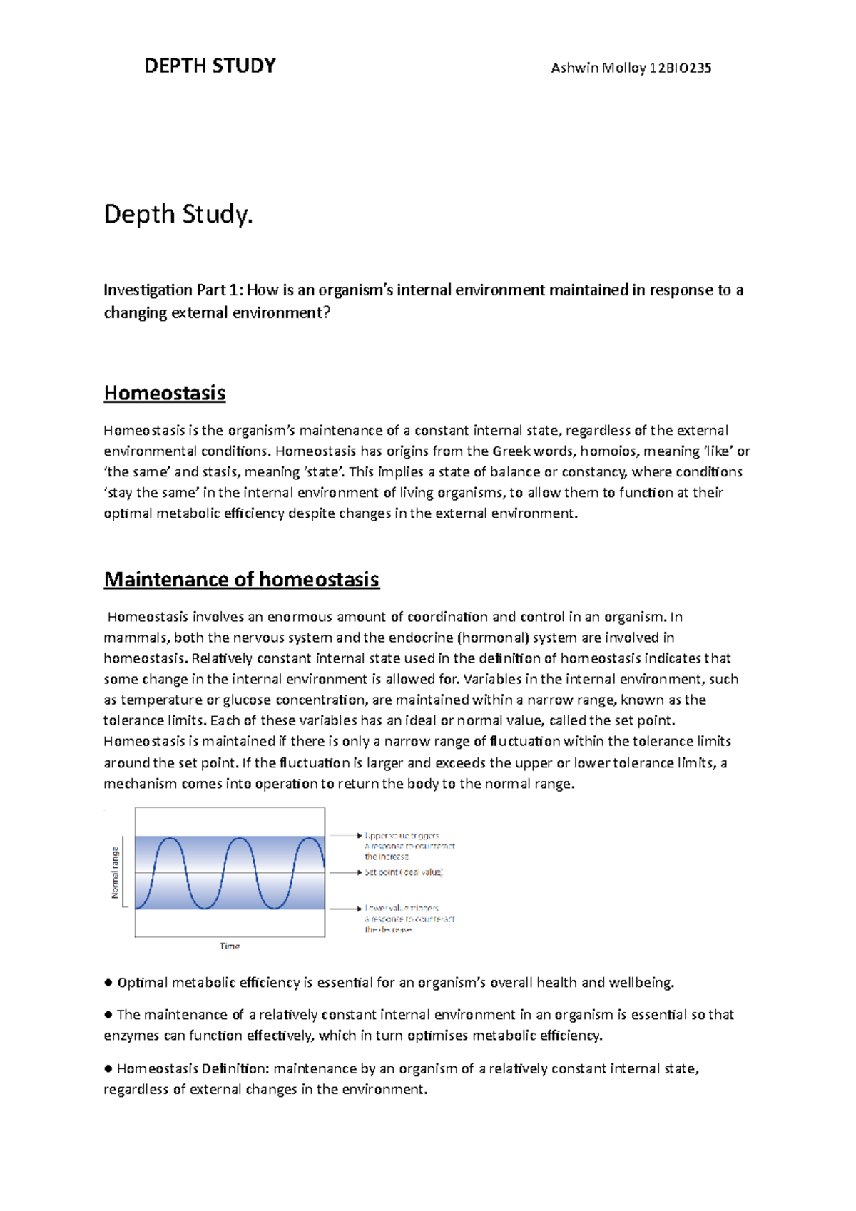 Depth Study - ####### Investigation Part 1: How is an organism’s ...