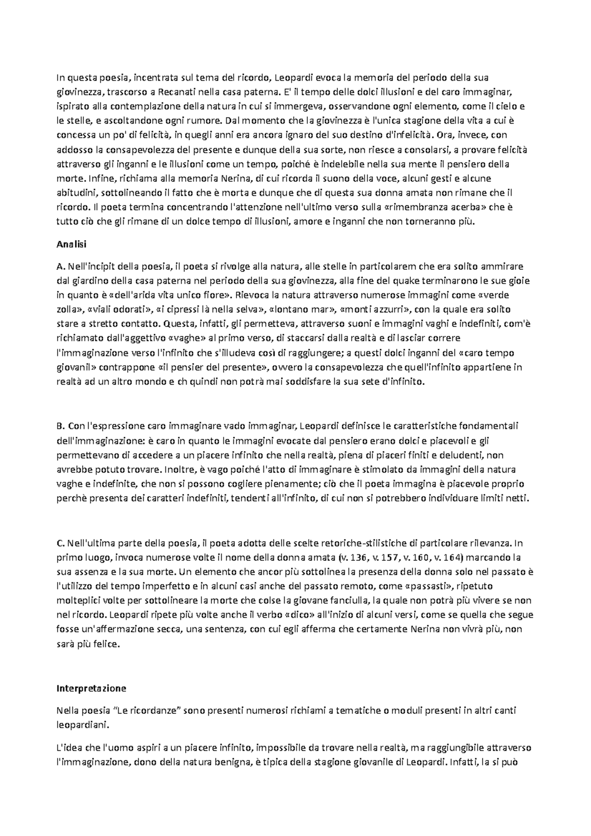 Letteratura - Appunti su Alcyone di D'annunzio e le Ricordanze di Pascoli - In questa poesia ...