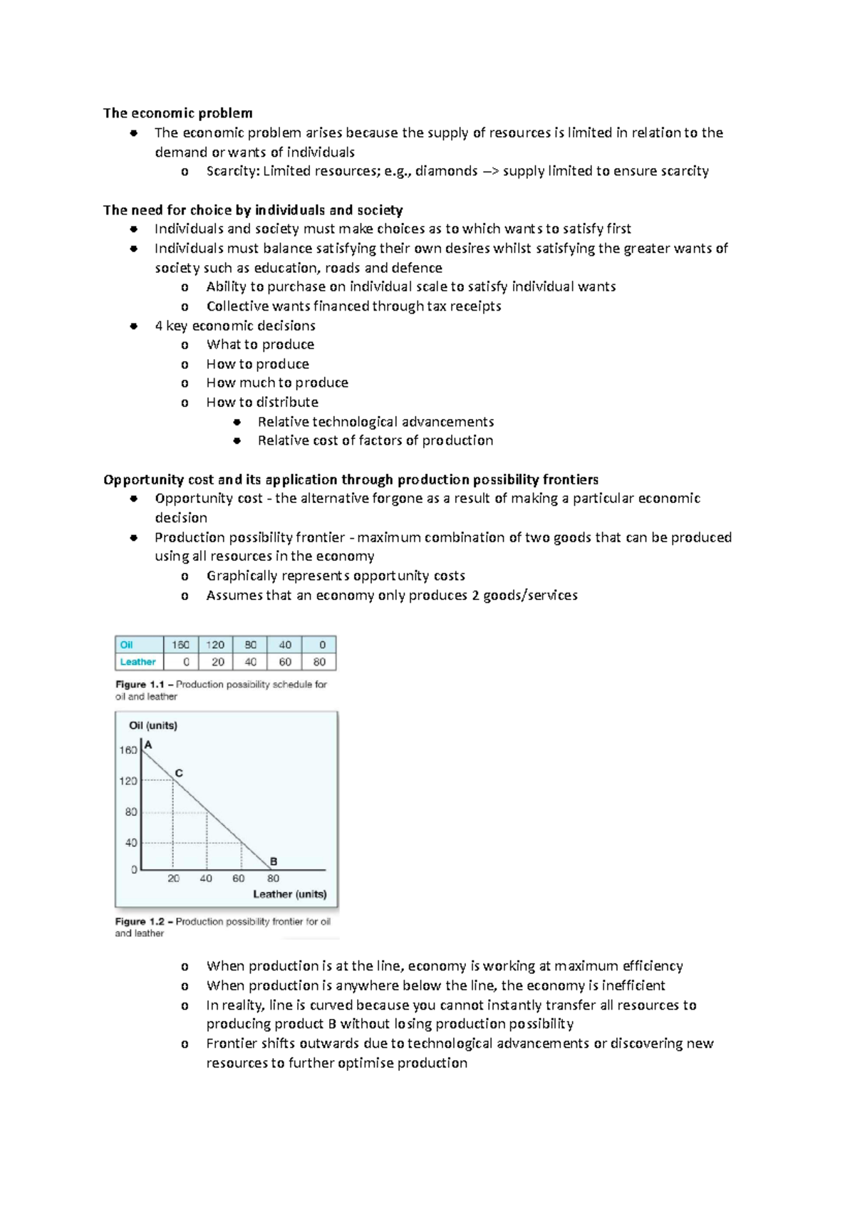 Y11 Ecos Topic 1 Notes - The economic problem The economic problem ...