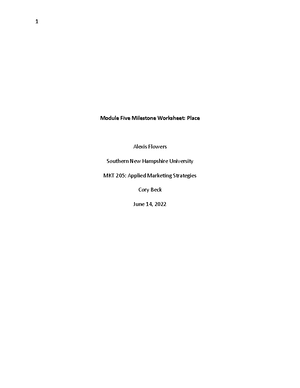 MKT205 Module Two Milestone - Module Two Milestone Worksheet: Target ...