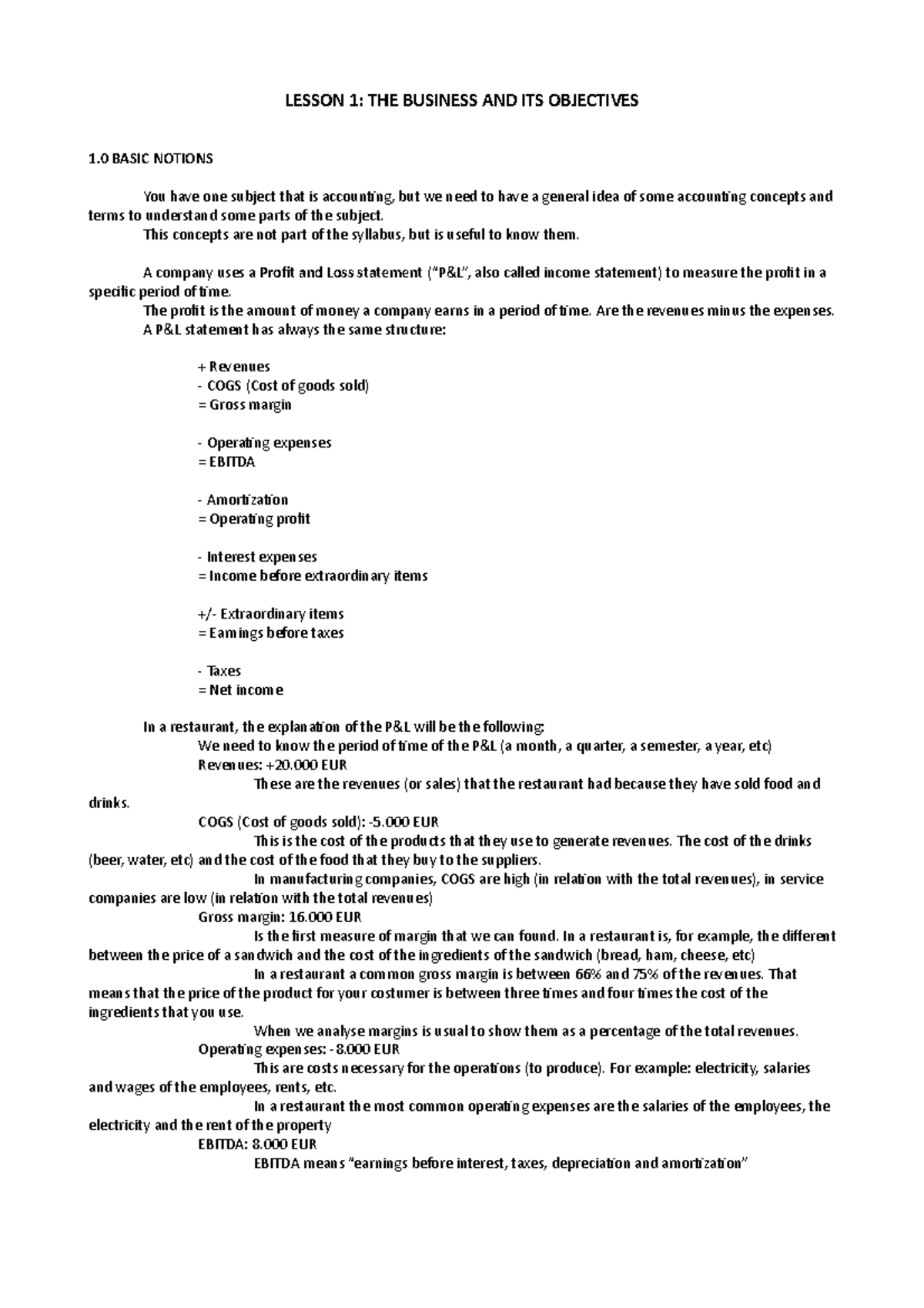 Lesson 1 Intro Corporations - LESSON 1: THE BUSINESS AND ITS OBJECTIVES ...