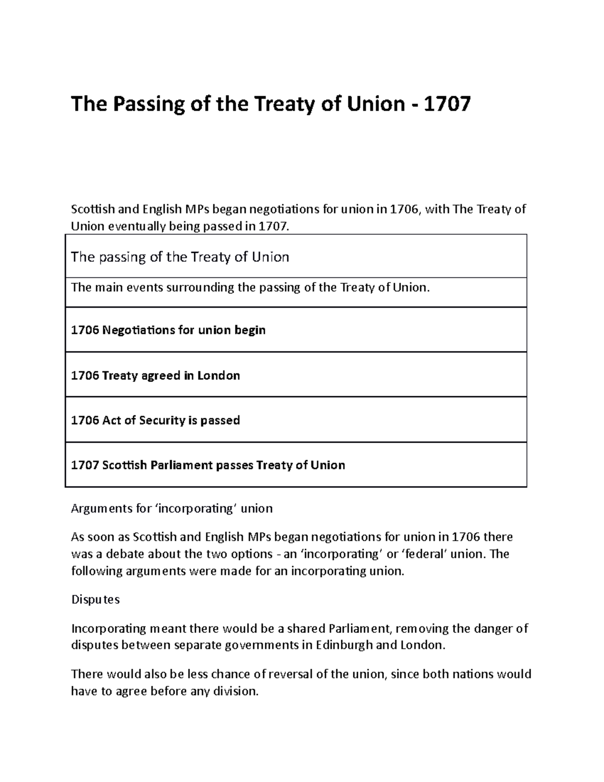 The passing of the treaty of union 1707 - The Passing of the Treaty of ...