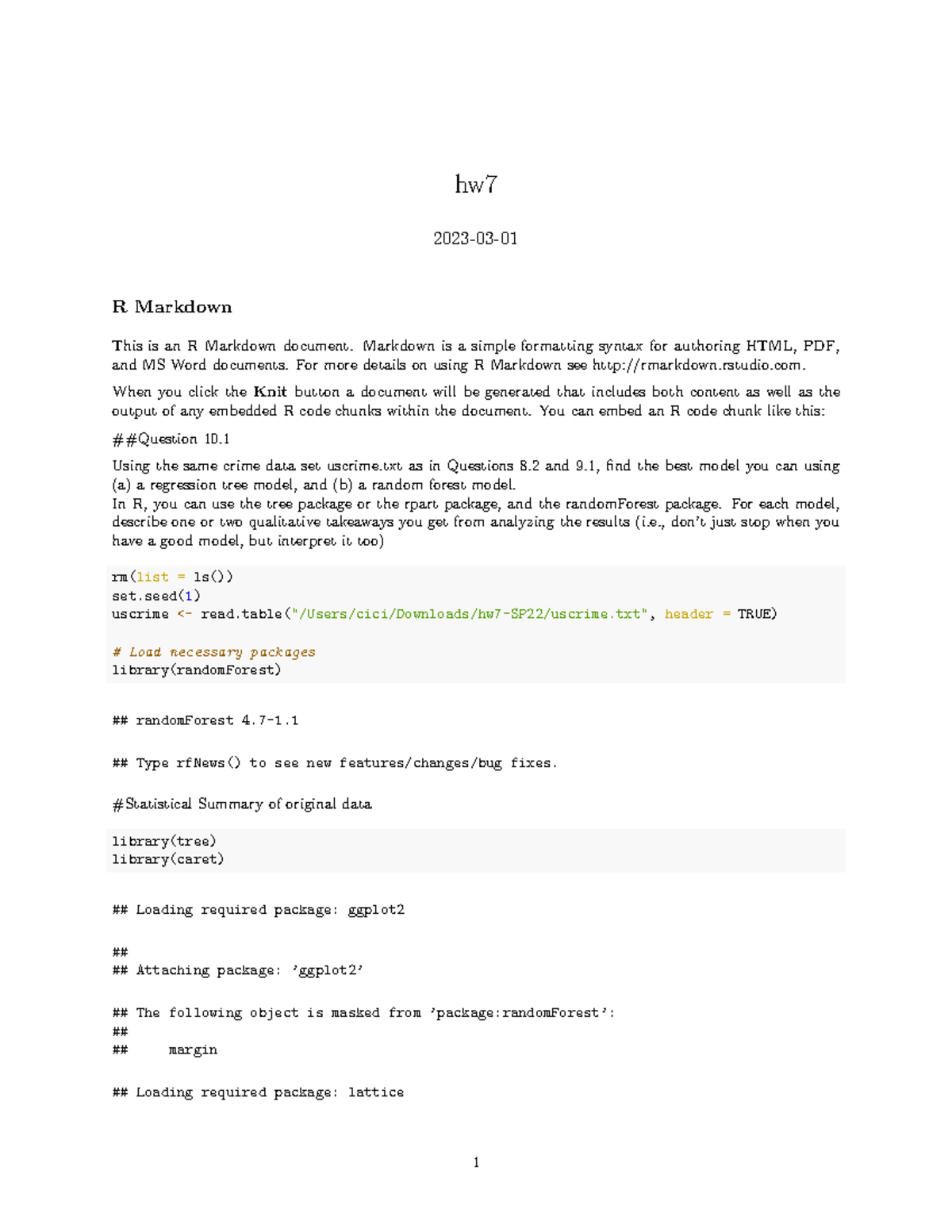 homework 7 assignment - hw 2023-03- R Markdown This is an R Markdown document. Markdown is a ...