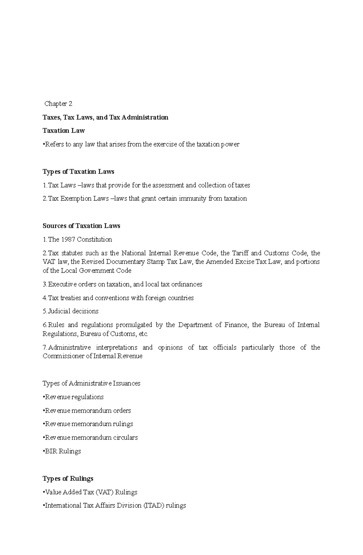 Income Taxation - Taxes, Tax Laws, and Tax Administration - Chapter 2 ...
