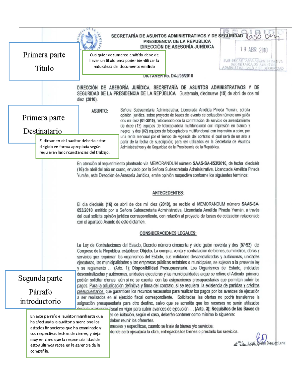 Dictamen - Primera parte Titulo Cualquier documento emitido debe de ...