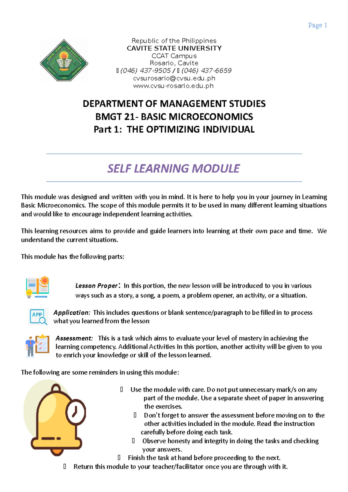 Self Learning Module Part One The Optimizing Individual - Republic of ...