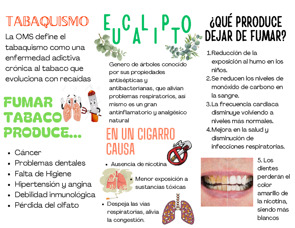 Tríptico Cigarros - espero que te sirva - TABAQUISMO La OMS define el ...