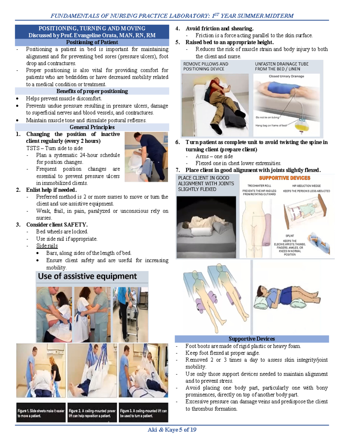 Positioning of Patient - FUNDAMENTALS OF NURSING PRACTICE LABORATORY ...