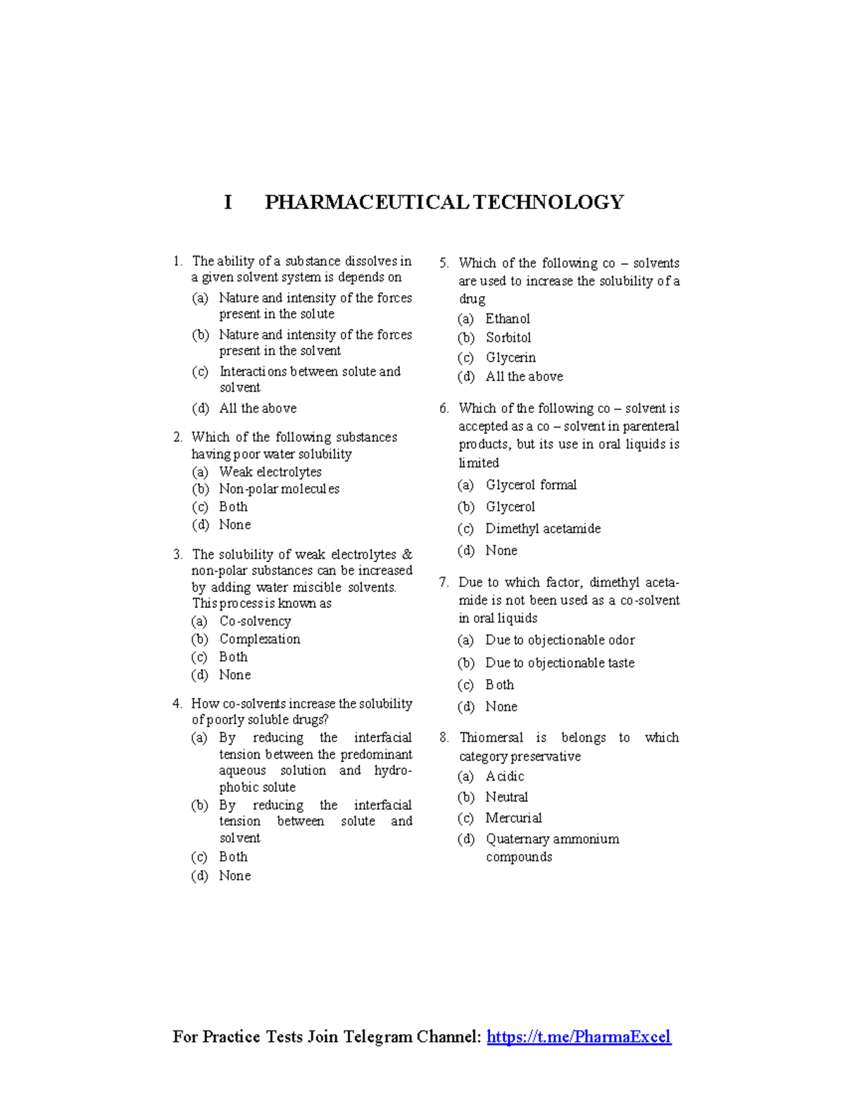 MCQ Pharmaceutics PQH - Pharmacokinetics - For Practice Tests Join ...