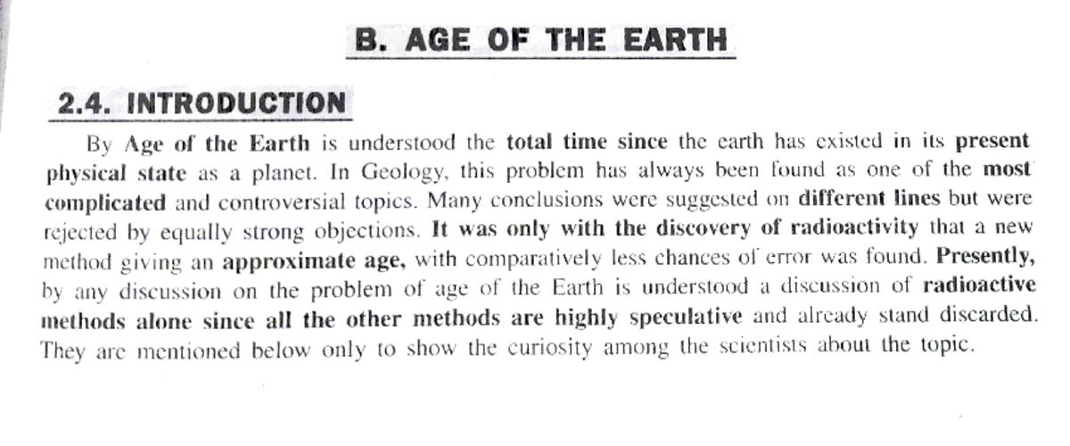 Age of Earth - INTRODUCTION B. AGE OF THE EARTH By Age of the Earth is ...