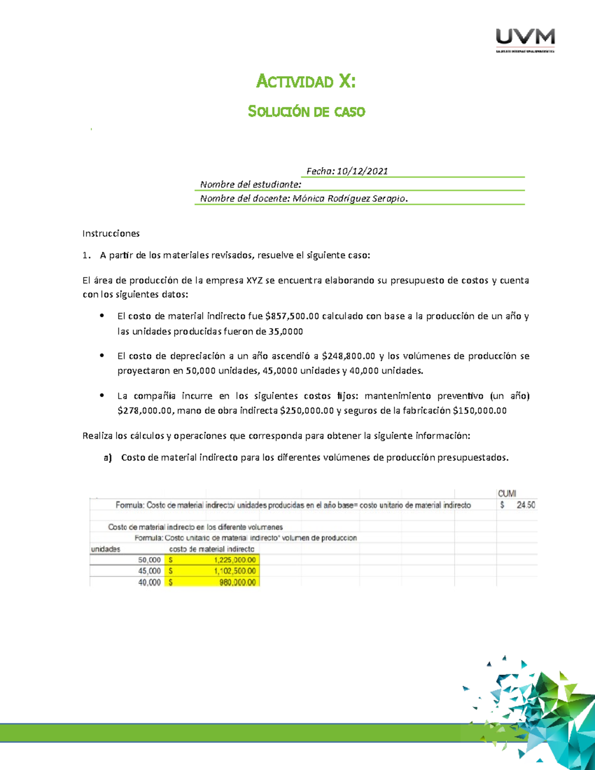 A10 - Ejercicio descargable para la act 10, editable solamente como ...