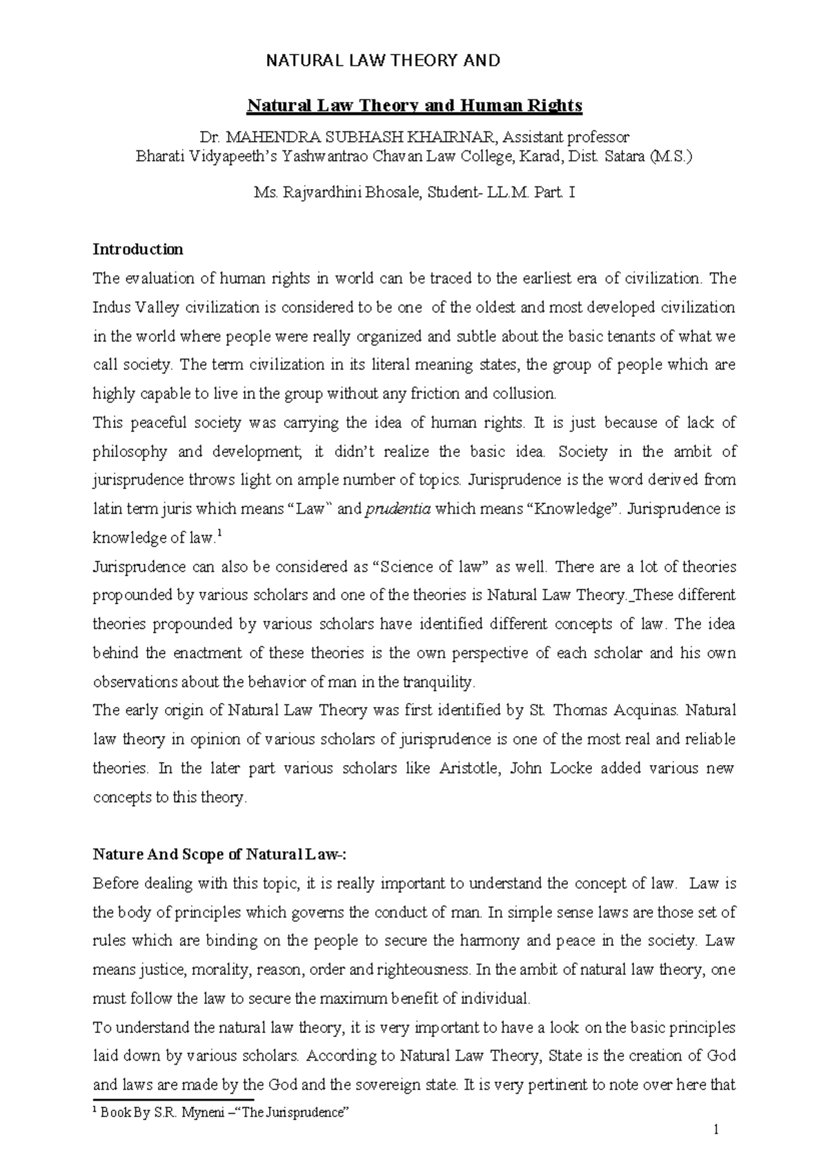 natural human rights - HUMAN RIGHTS Natural Law Theory and Human Rights ...