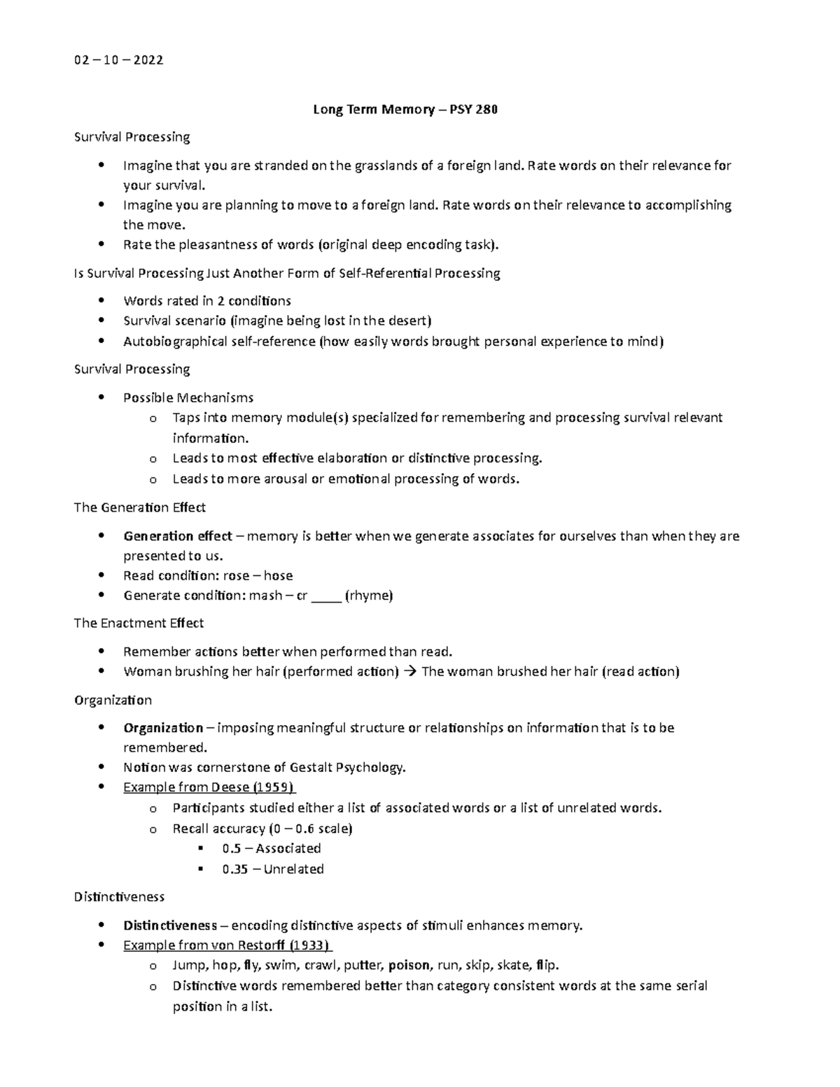 Long Term Memory Lecture Notes From The Professor s Lecture Slides