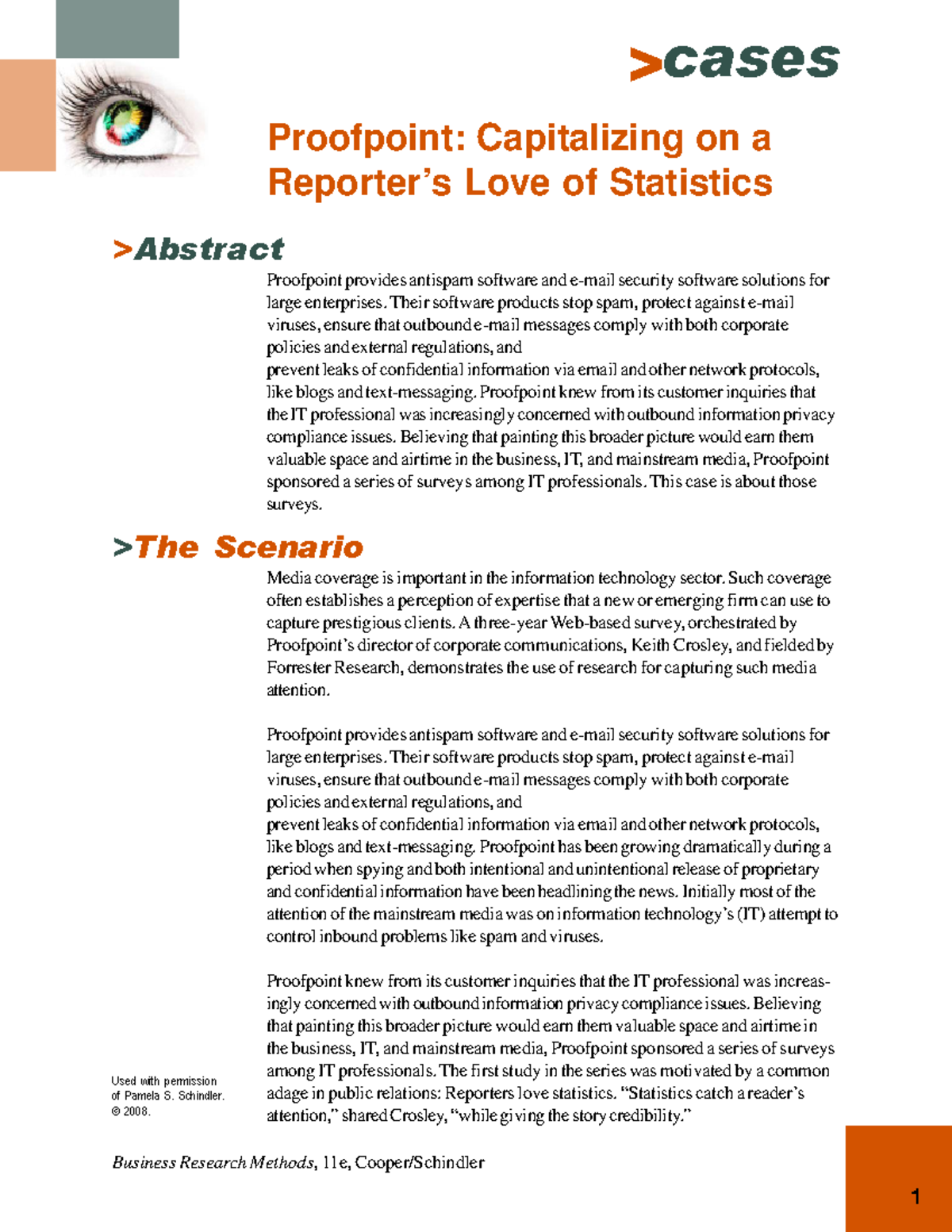 Proof point case study - Business Research Methods , 11e, Cooper ...