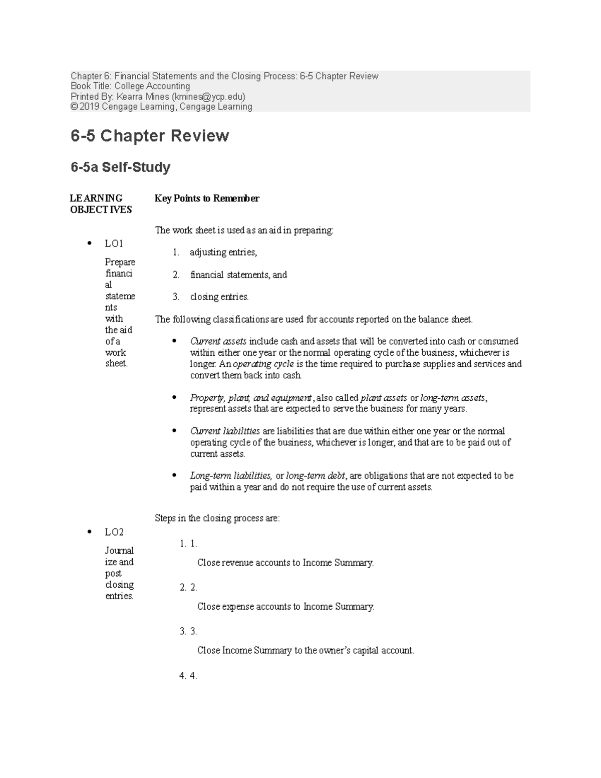 Principles of Accounting Chapter 6 - Chapter 6: Financial Statements ...