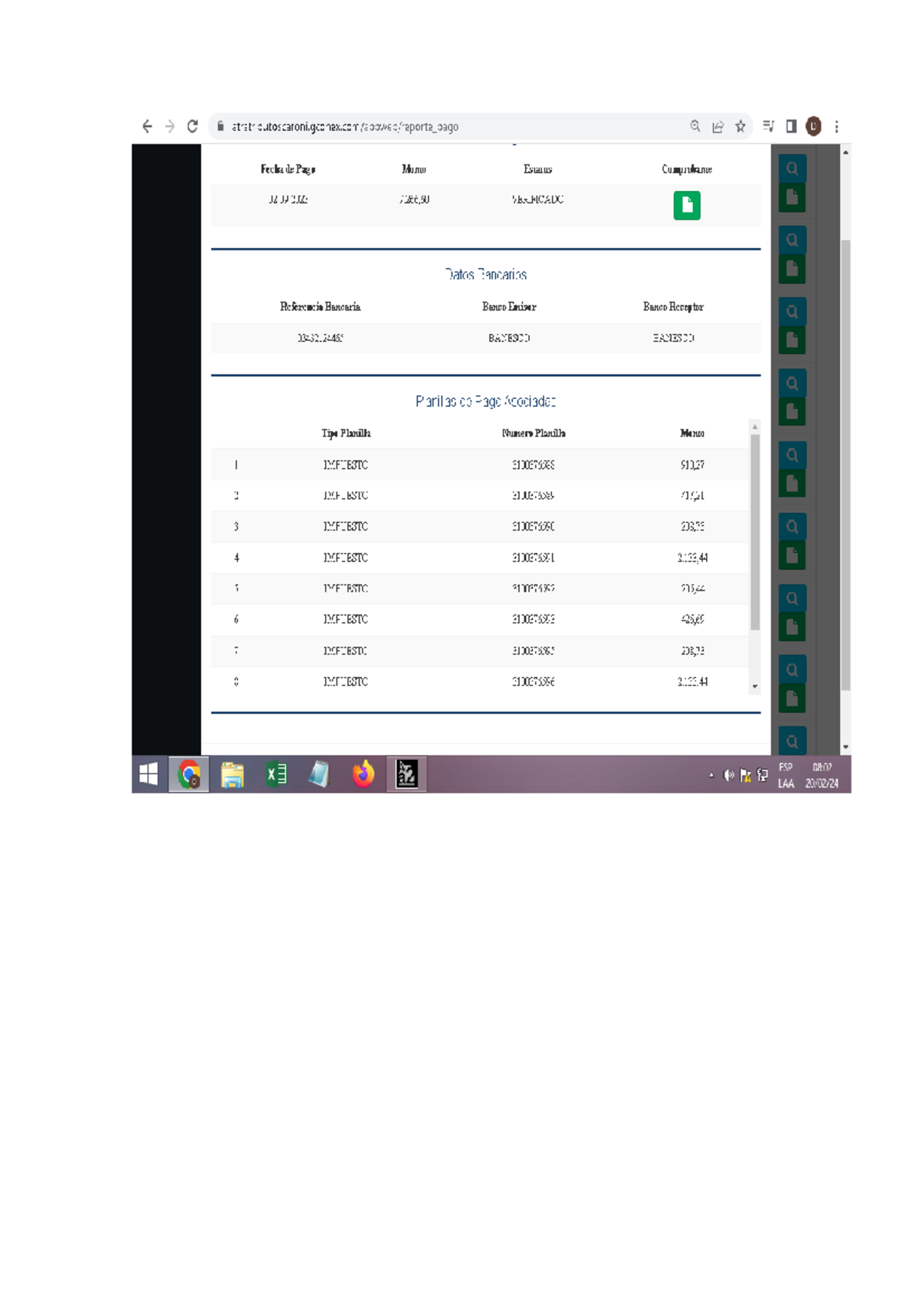 Doc1 - Patrstributoscaroni.gconex/appweb/reporte_page D Fecha de Page Monto Estatus Comprobante ...