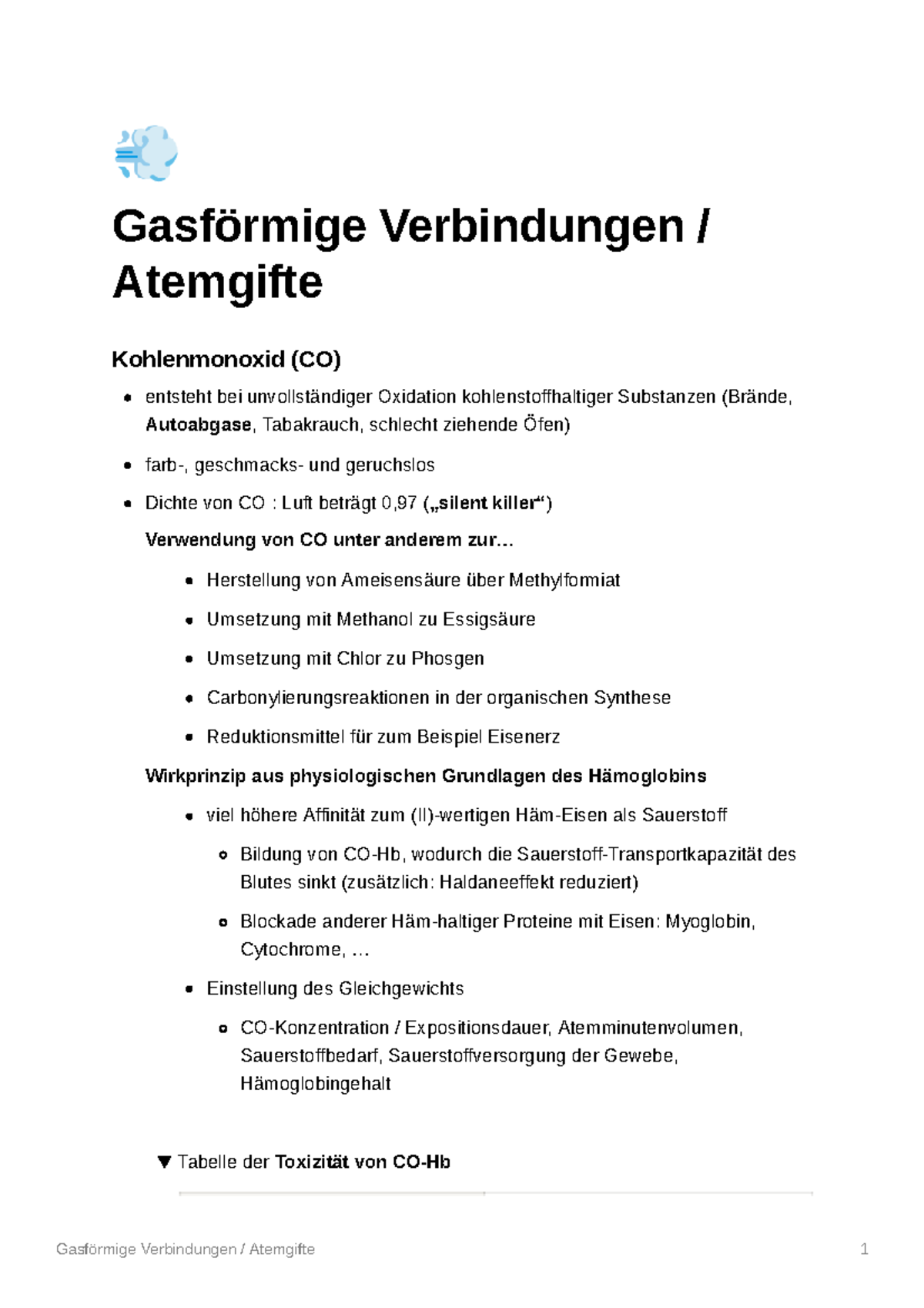 Gasförmige Verbindungen / Atemgifte - Gasförmige Verbindungen ...