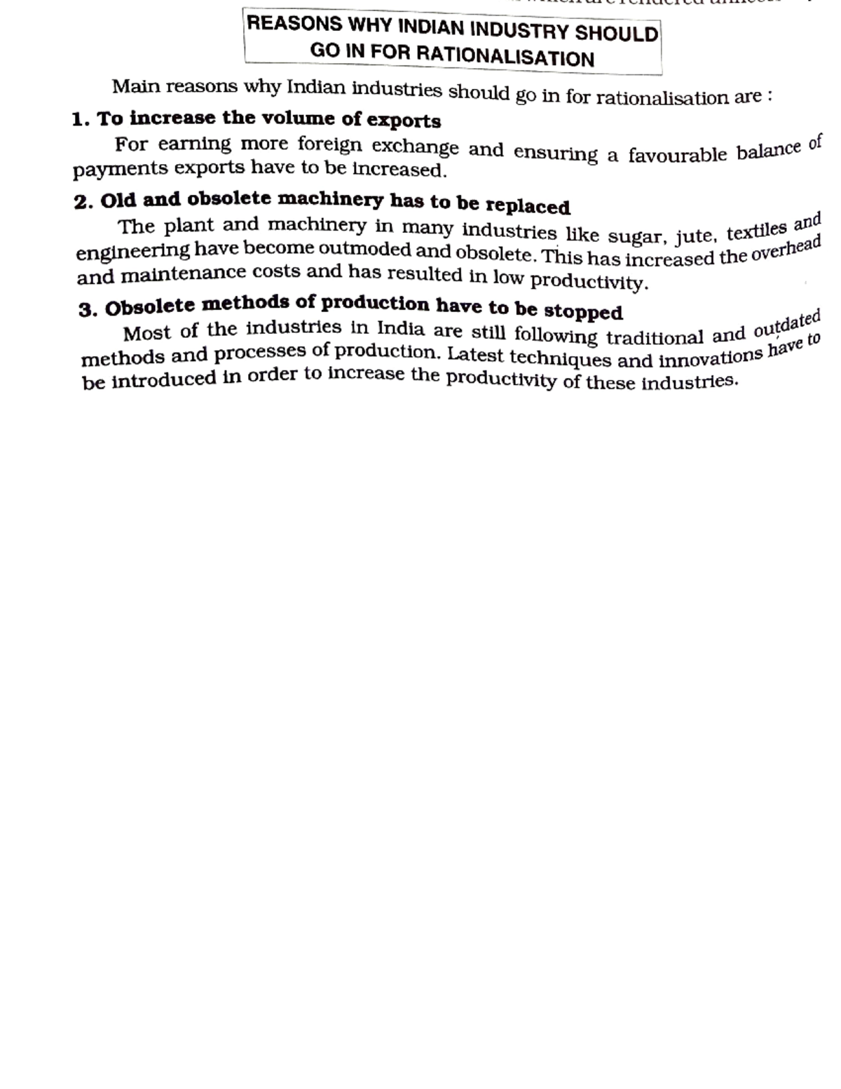 Reason for Rationalisation of business - Bachelor of Commerce - Studocu