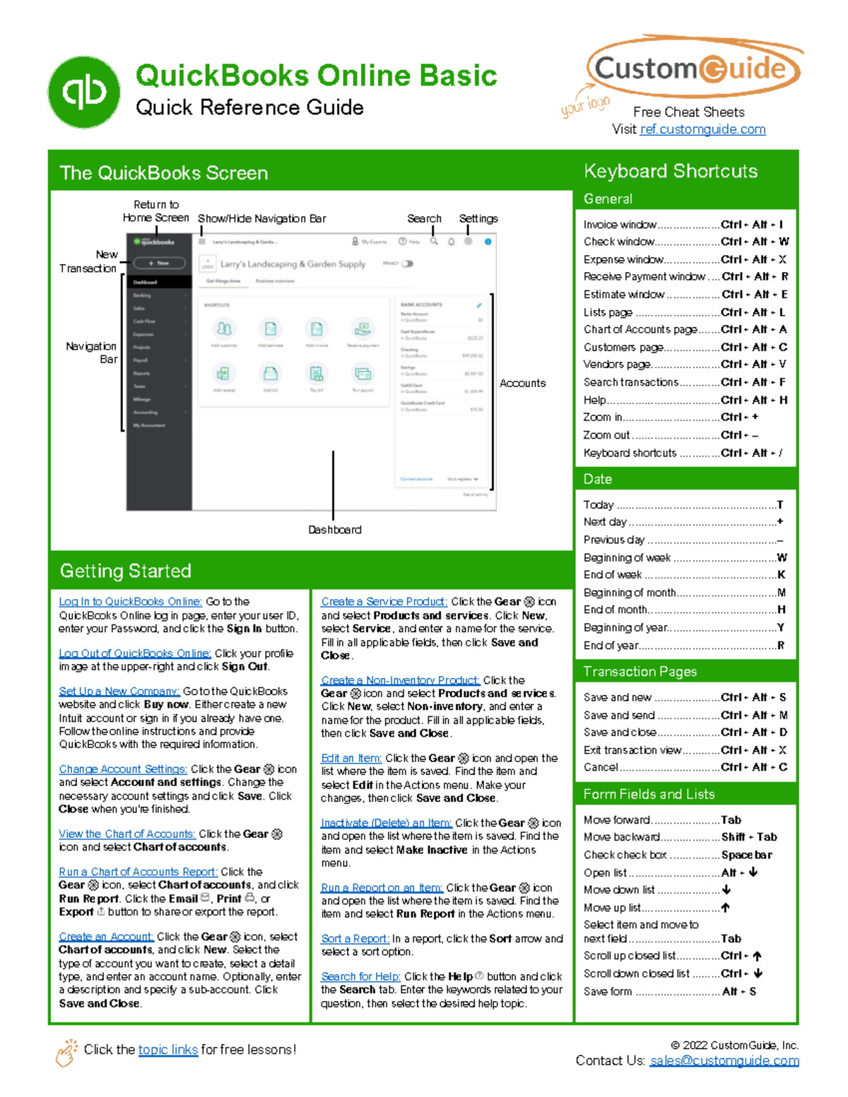 Quickbooks online basic quick reference - Click the topic links for ...