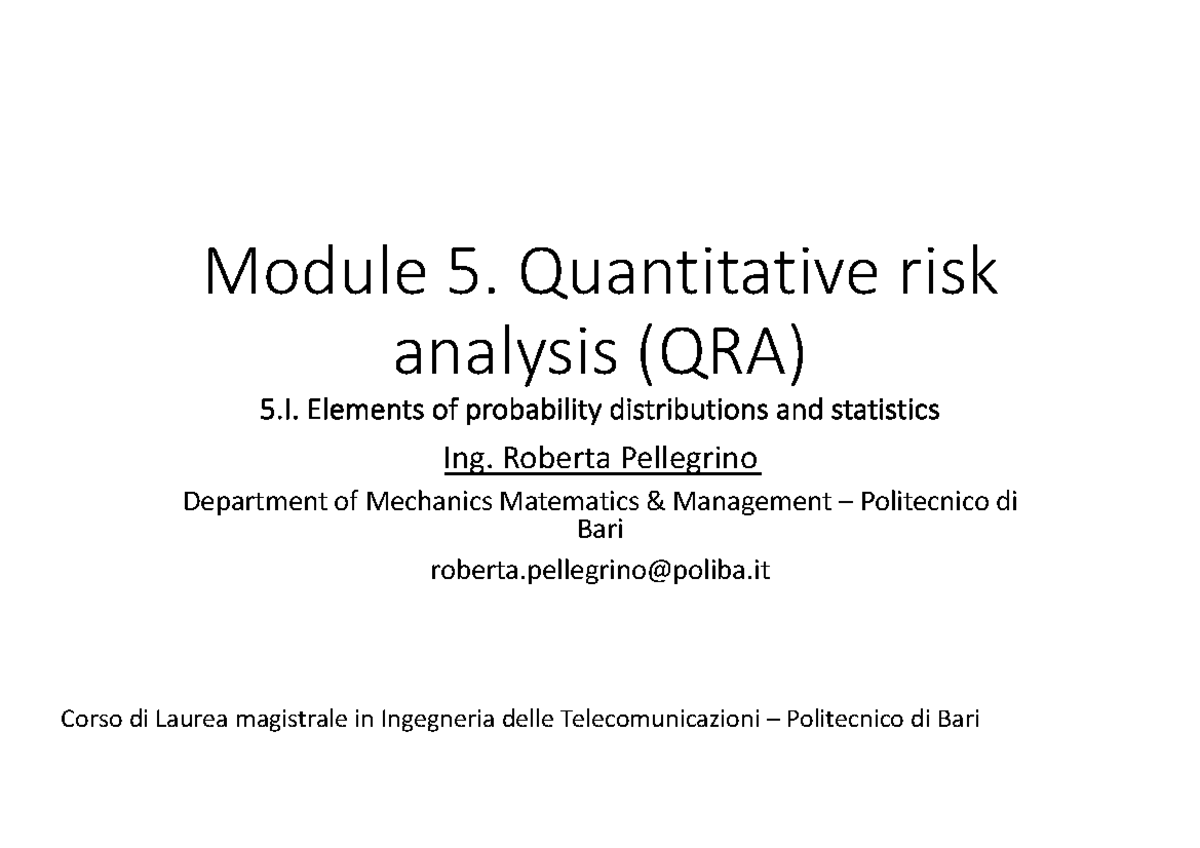5.QRA - I elements of prob-stat new - Module 5. Quantitative risk ...
