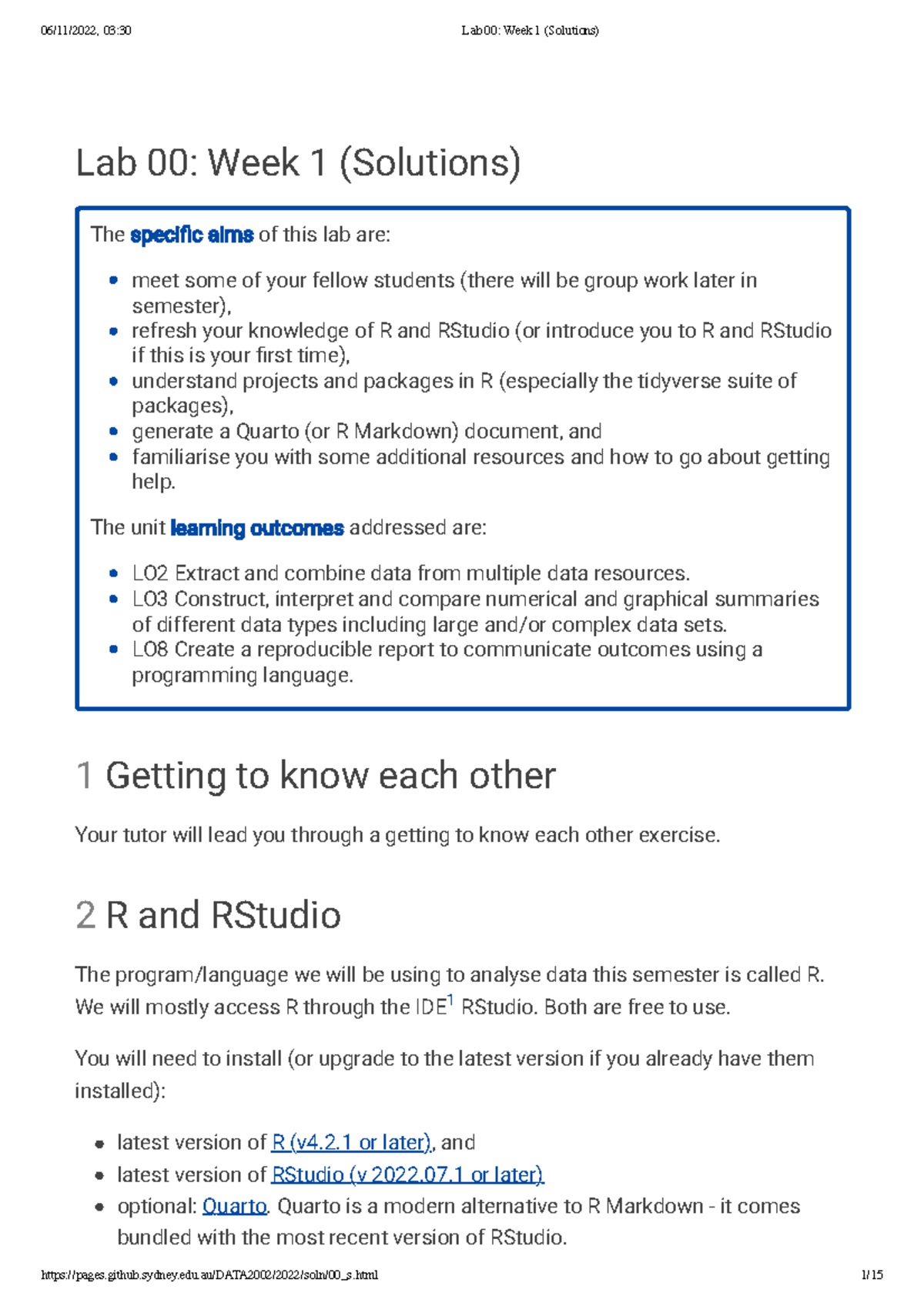 Lab Solutions - The specic aims of this lab are: meet some of your ...