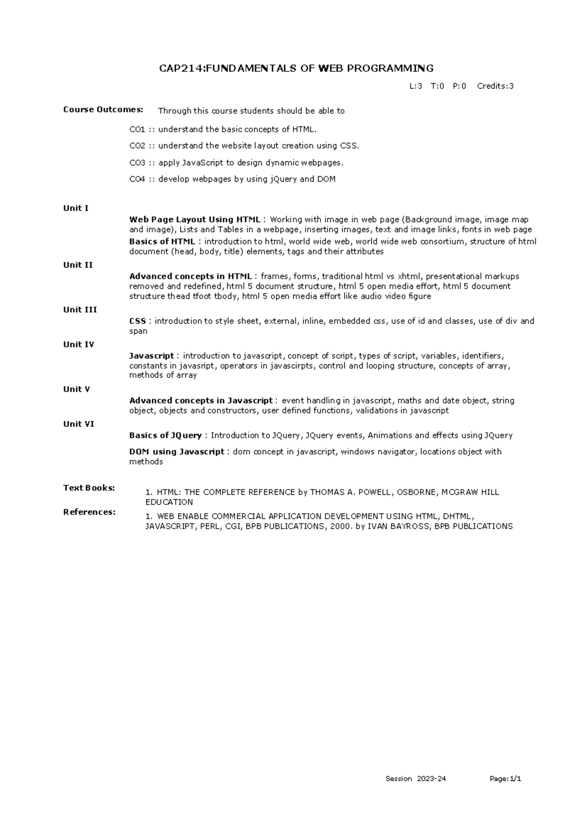 Cap 214 - give me asap - CAP214:FUNDAMENTALS OF WEB PROGRAMMING Course ...