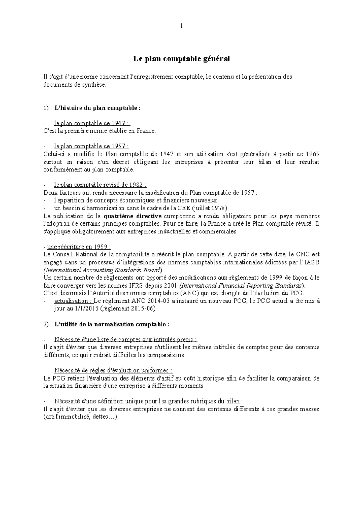 Fiche Plan comptable général - Le plan comptable général Il s'agit d ...