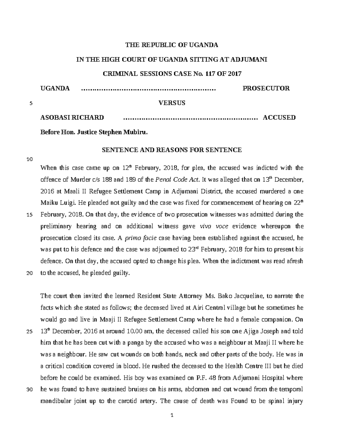 Uganda v asobasi 2018 ughccrd 57 26 february 2018 - THE REPUBLIC OF ...