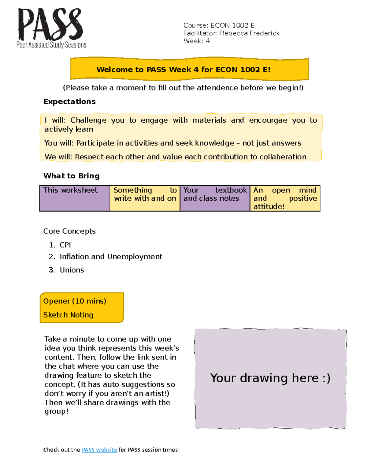 PASS Worksheet ECOR 1047 - Facilitator: Rebecca Frederick Week: 4 ...
