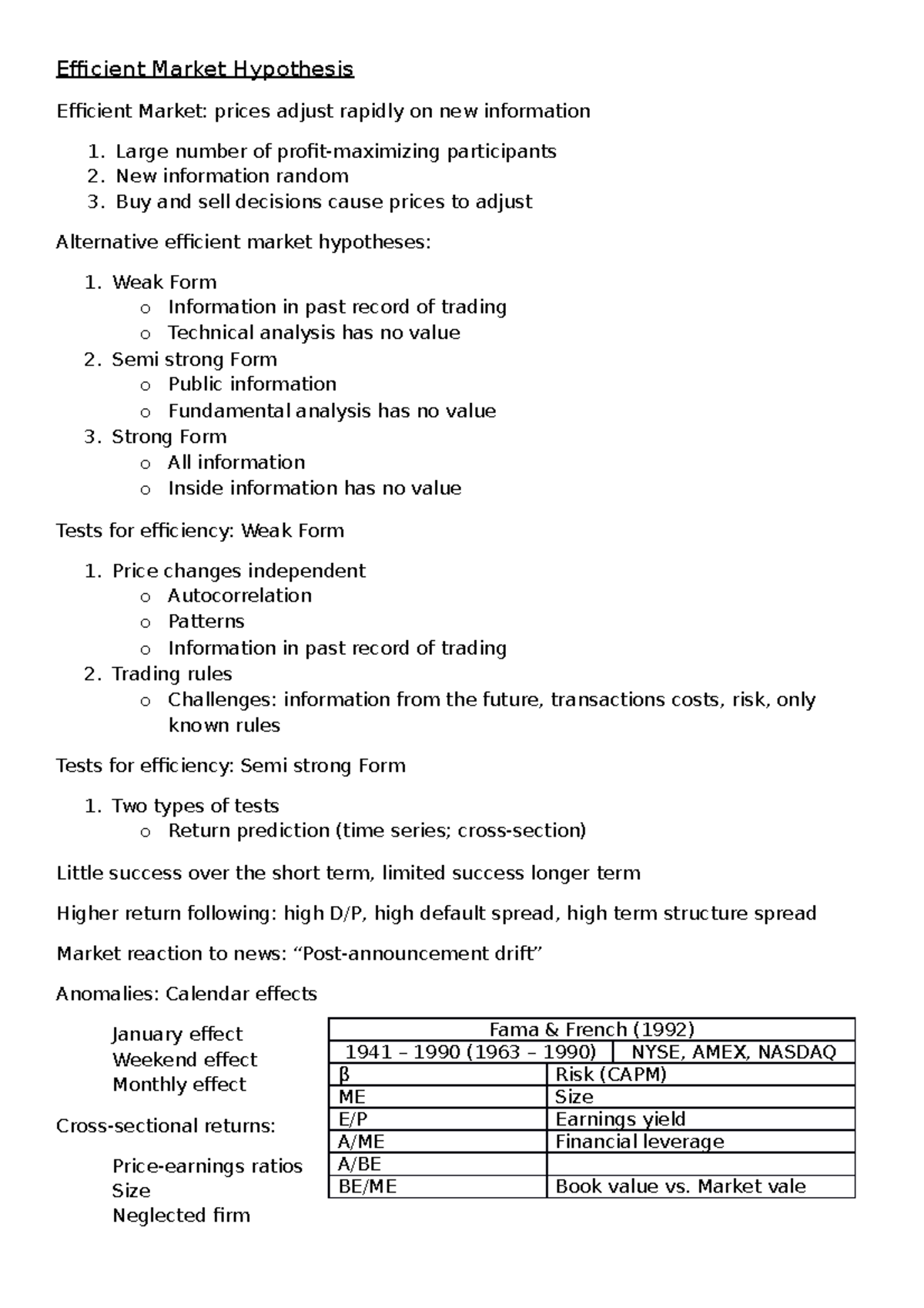 Efficient Market Hypothesis - Efficient Market Hypothesis Efficient ...