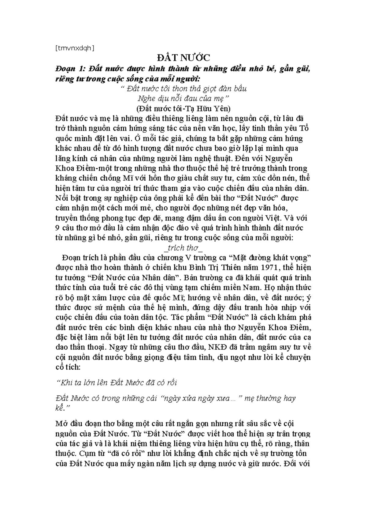 ĐẤT NƯỚC - DAT NUOC - [trnvnxdqh] ĐẤT NƯỚC Đoạn 1: Đất nước được hình ...